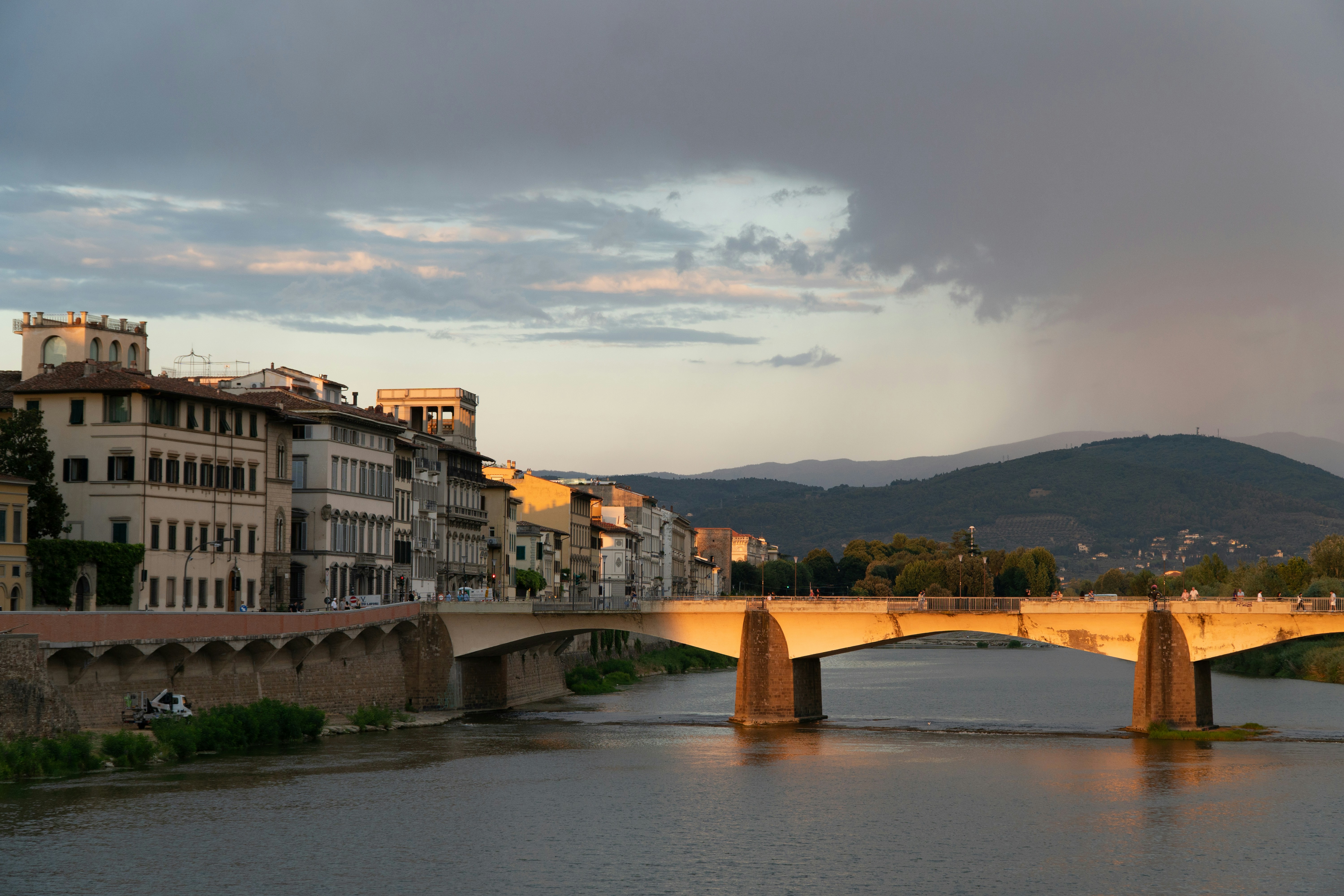 Arno river with ponte santa trinita bridge in florence