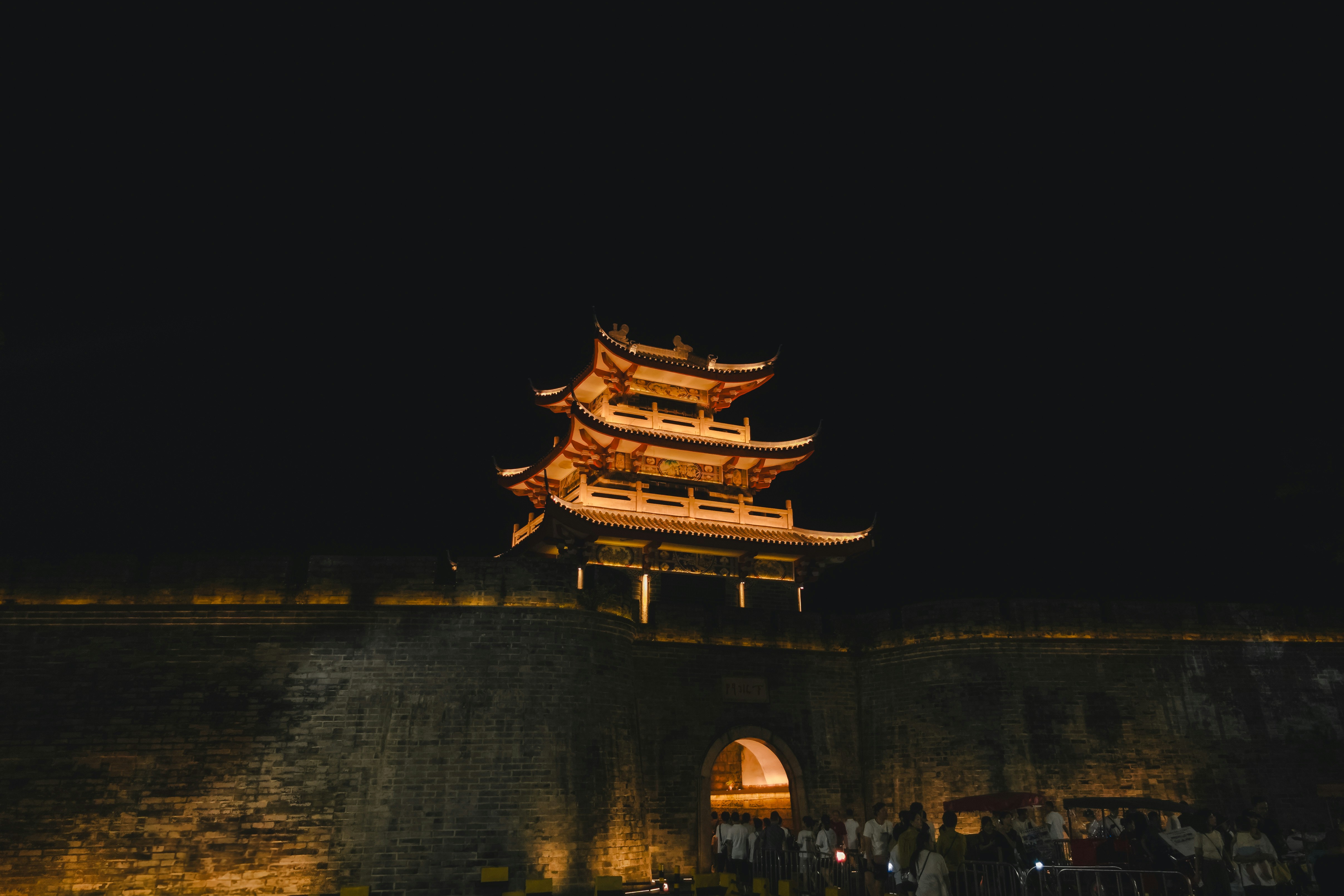 Illuminated Serenity: The Ancient Pavilion at Night