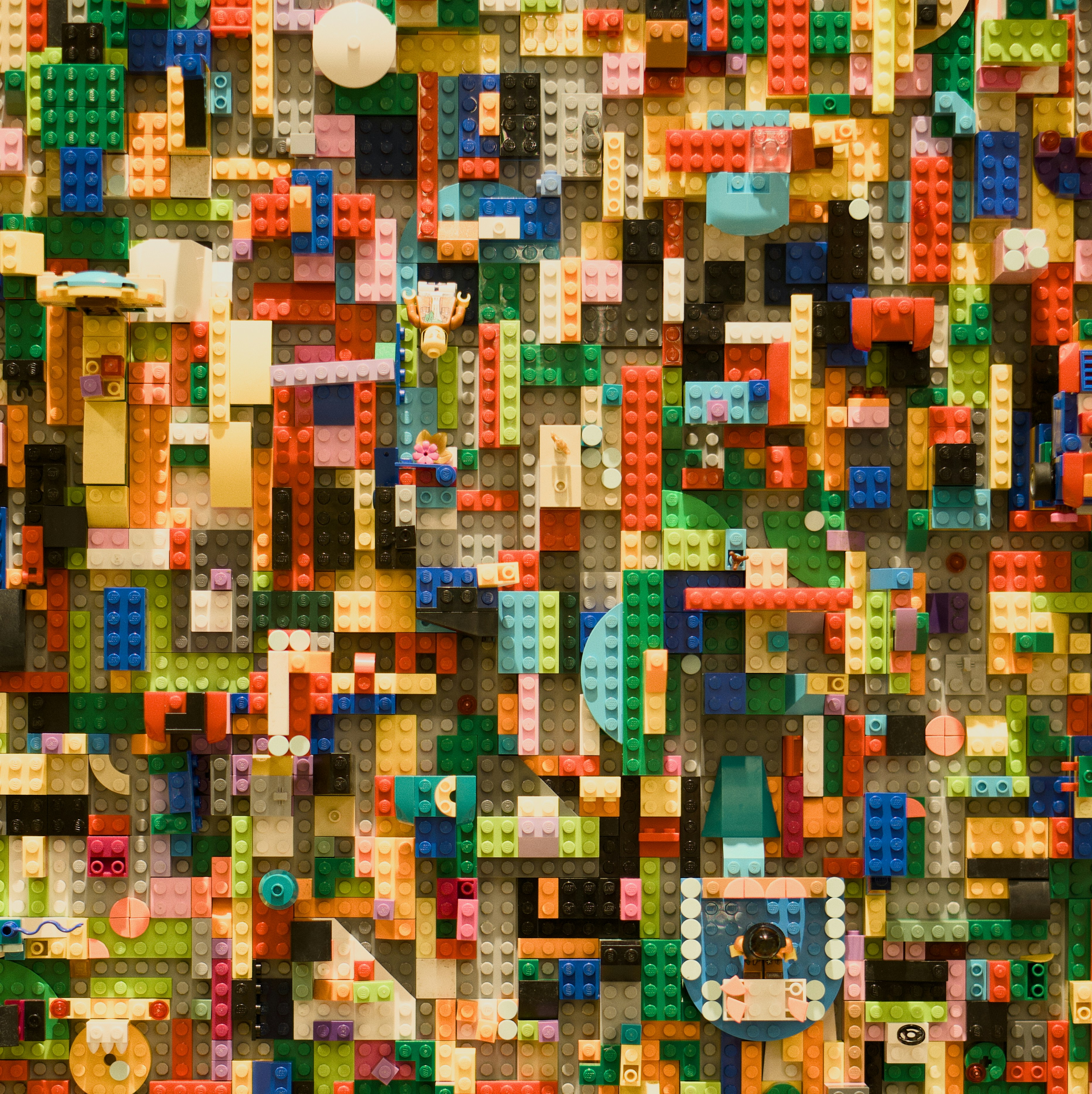 A colorful wall covered in building blocks photo – Free Pattern Image ...