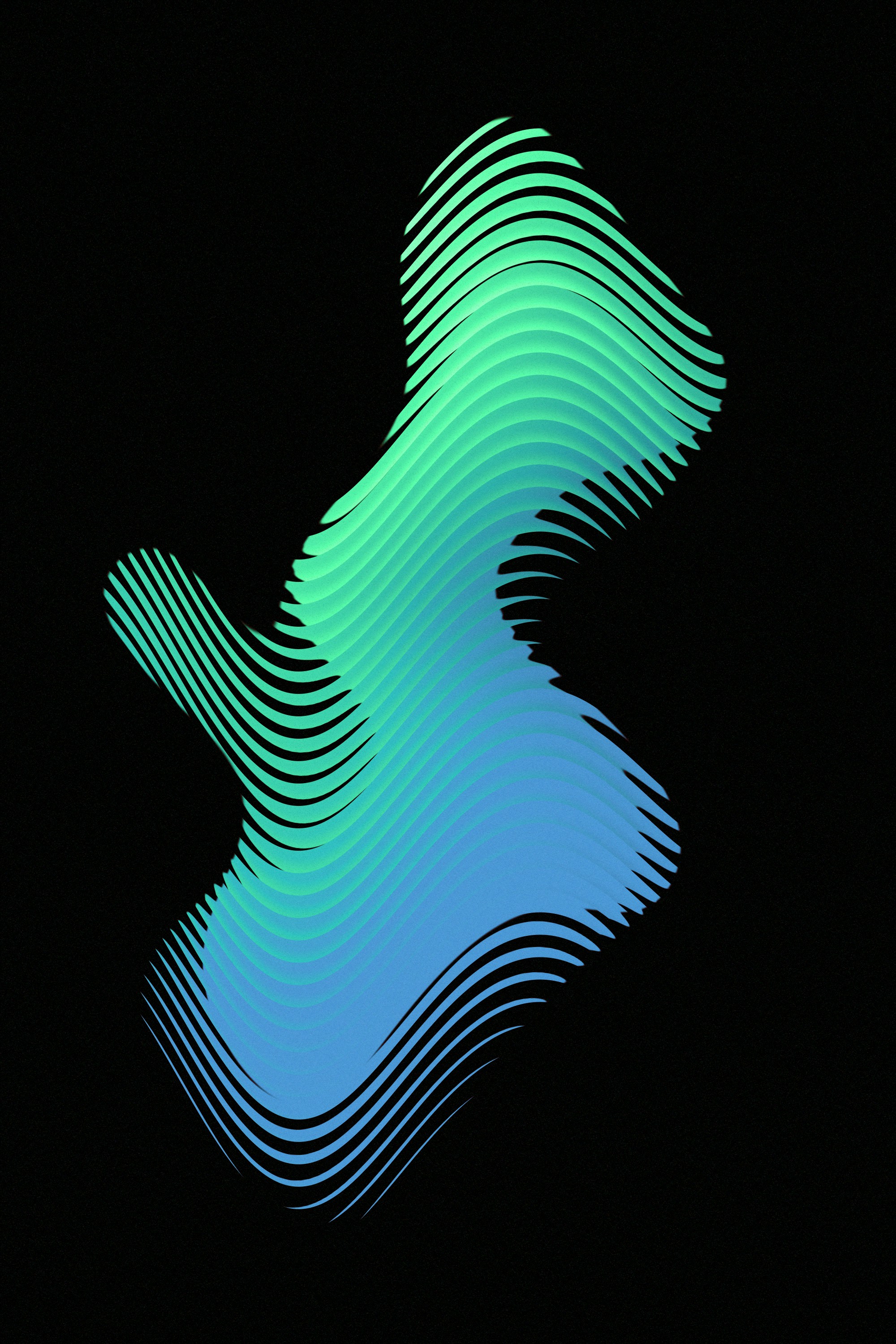 Abstract flowing shape with blue and green gradient lines photo – Free ...