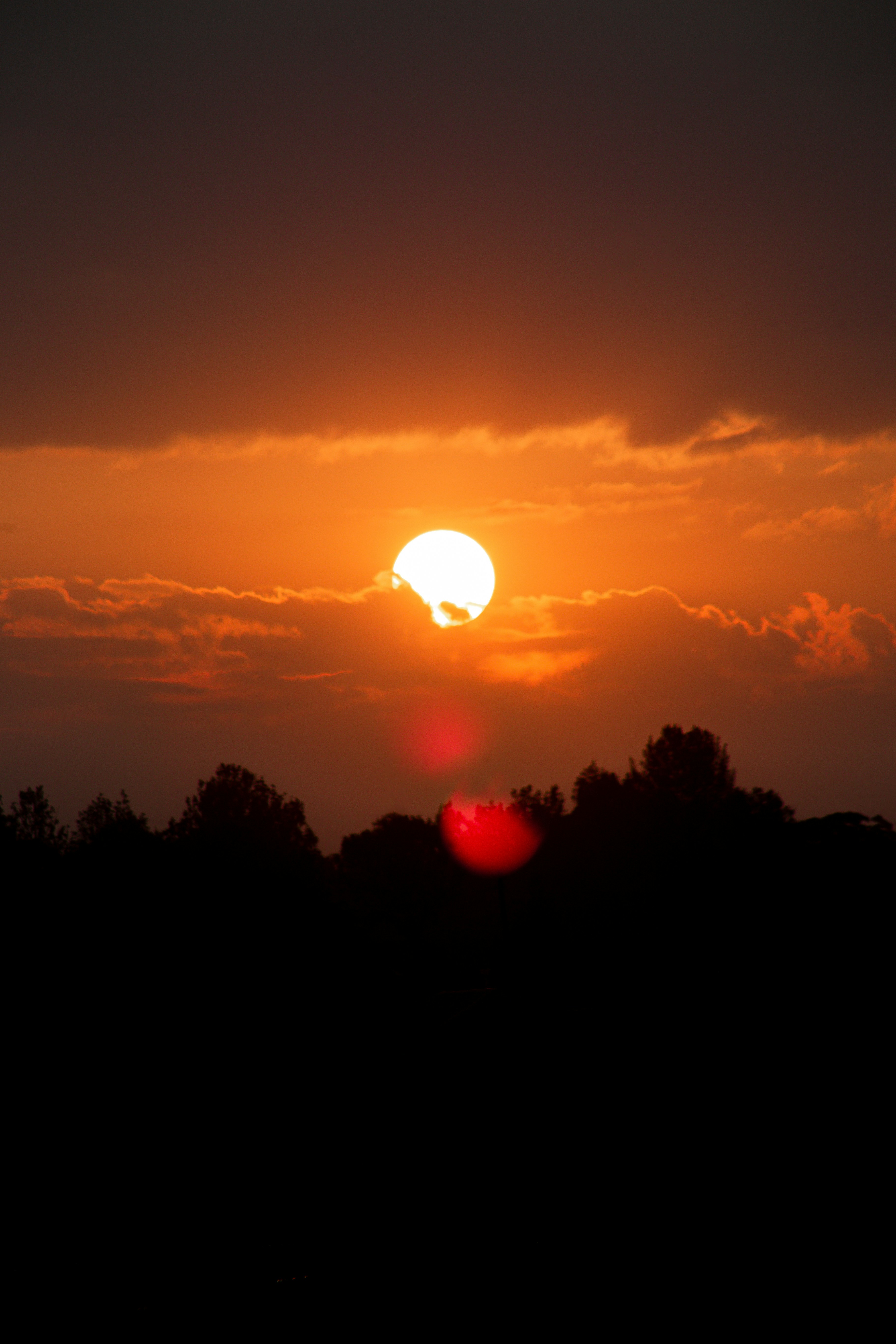 Sunset in Nakuru. When the sun goes down. | Bright sun setting behind silhouetted trees at dusk