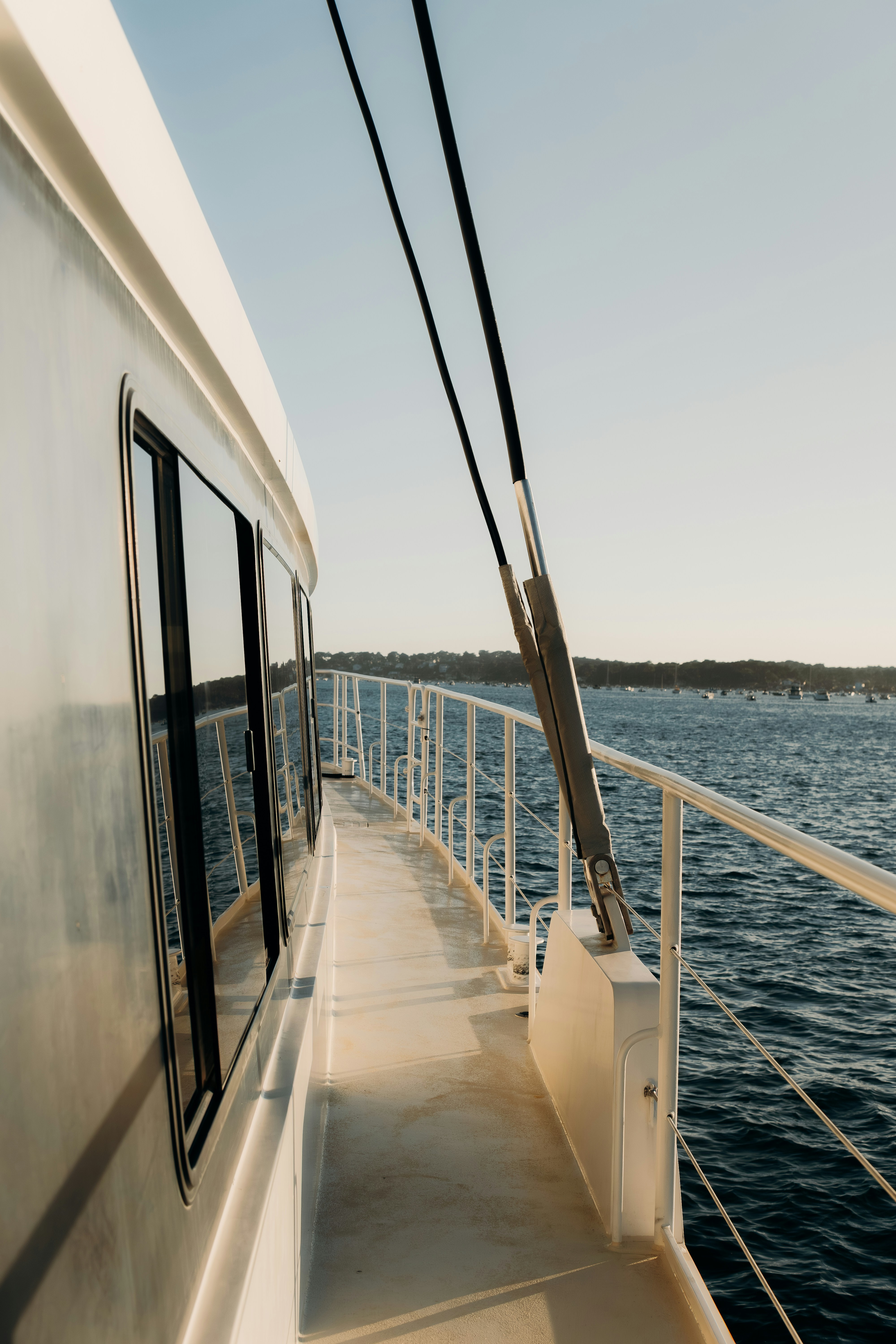 Side view of a boat sailing on the ocean