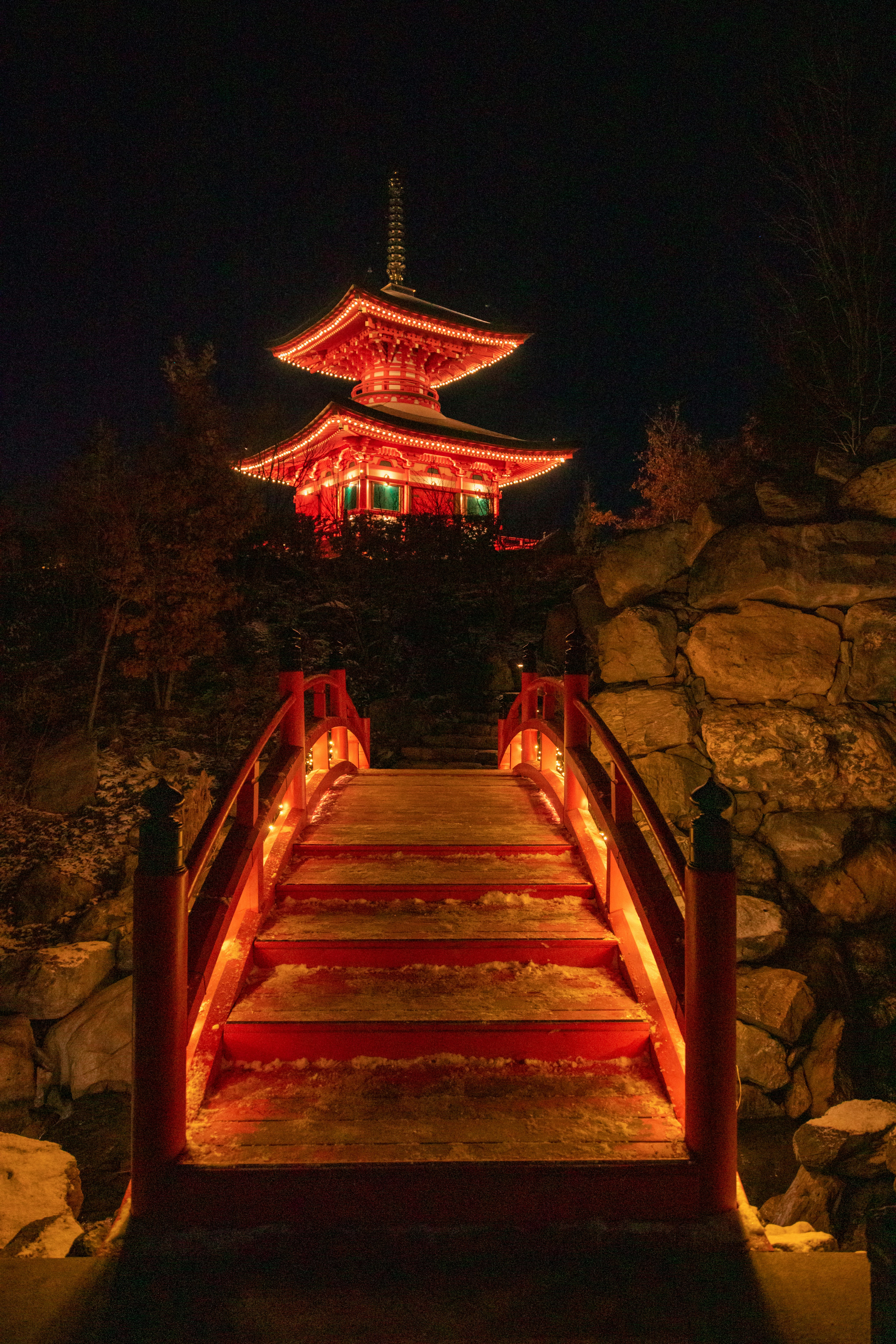 Crimson Staircase to the Night Pagoda