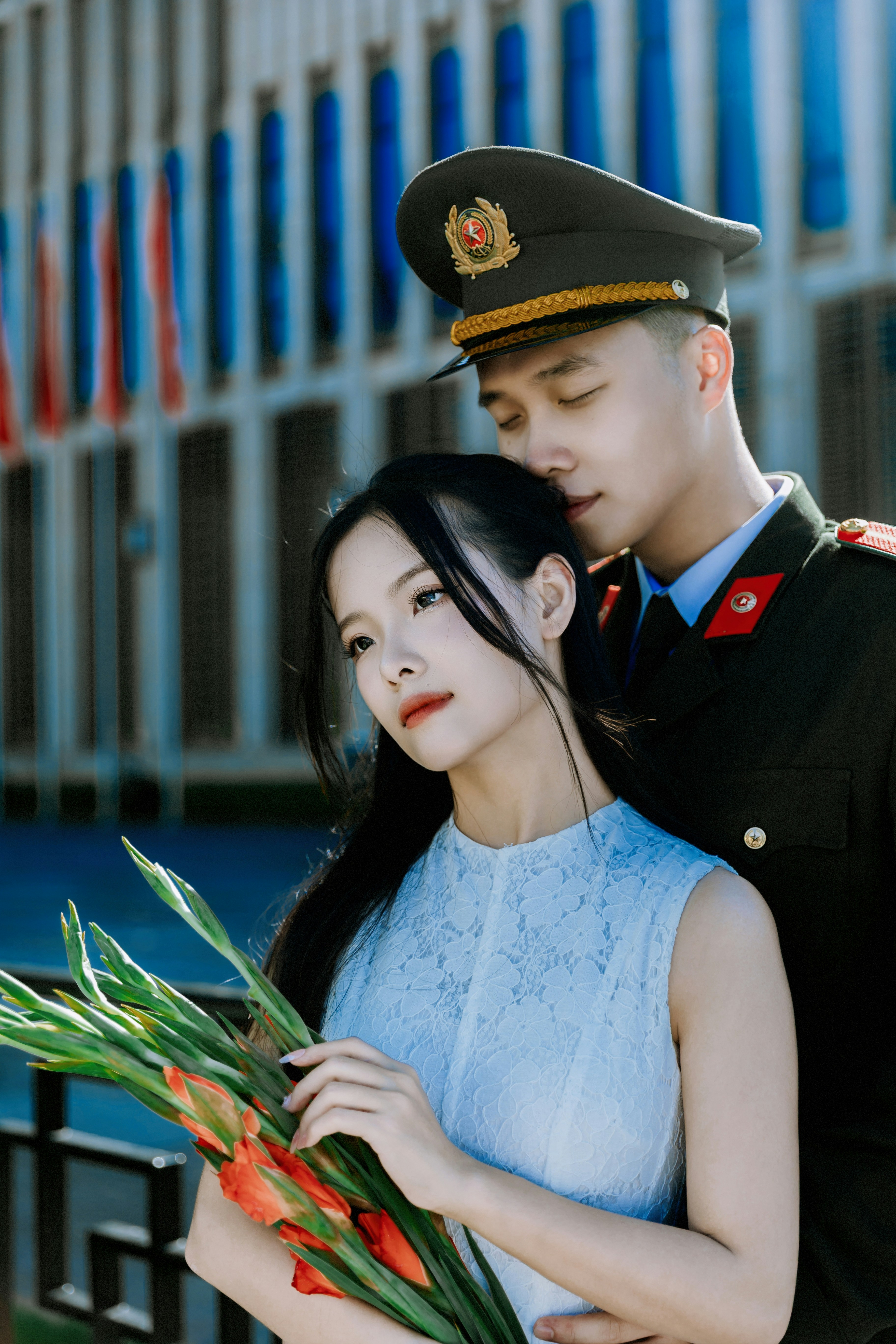 Couple portrait outdoors in Hanoi
