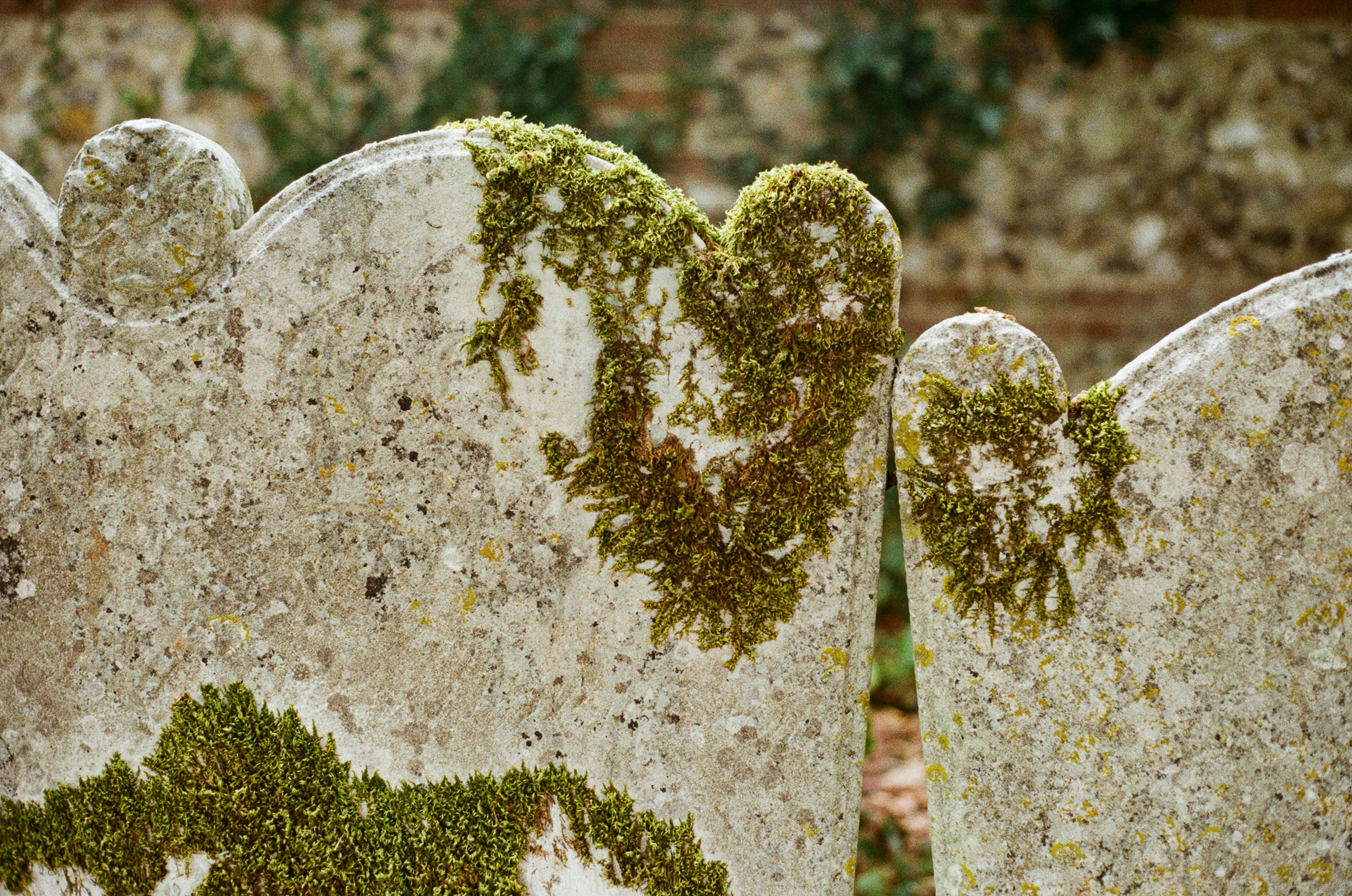 Two moss-covered gravestones in a cemetery photo – Free England Image ...