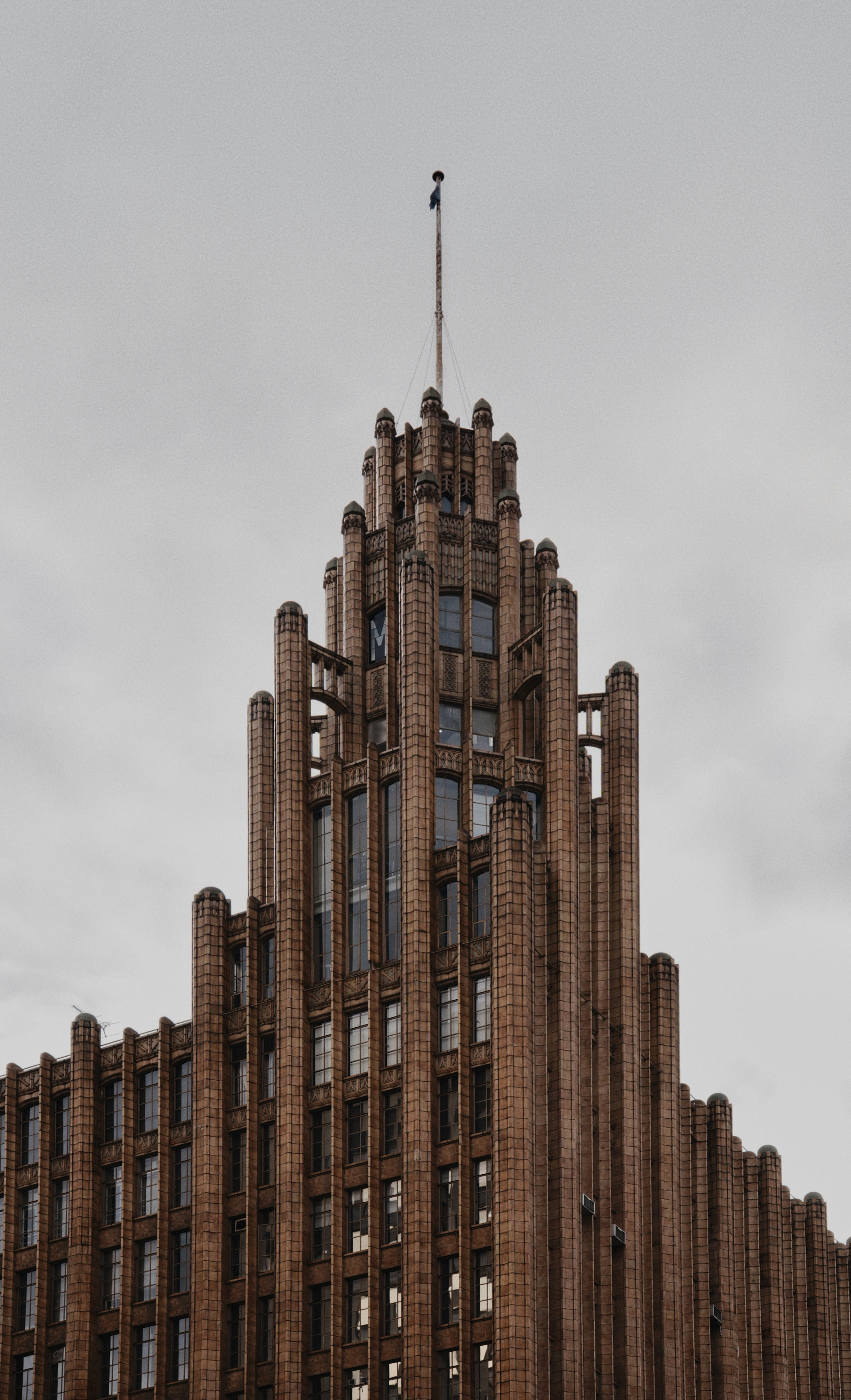 Art deco skyscraper with ornate vertical details