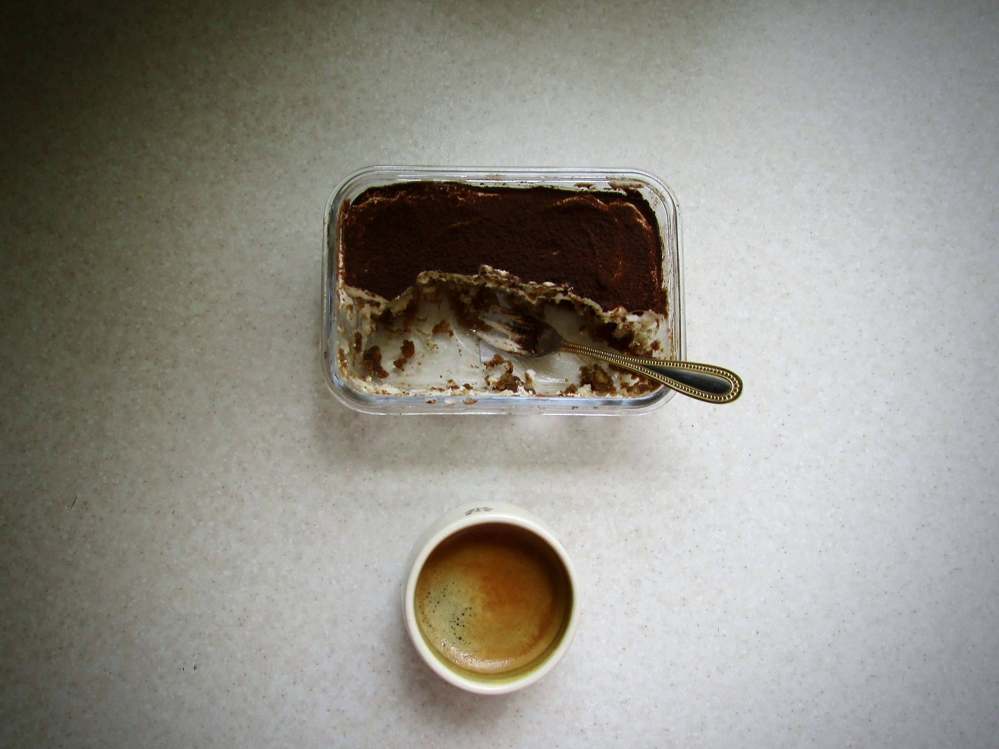 Morning Photography | Chocolate dessert with a spoon and coffee