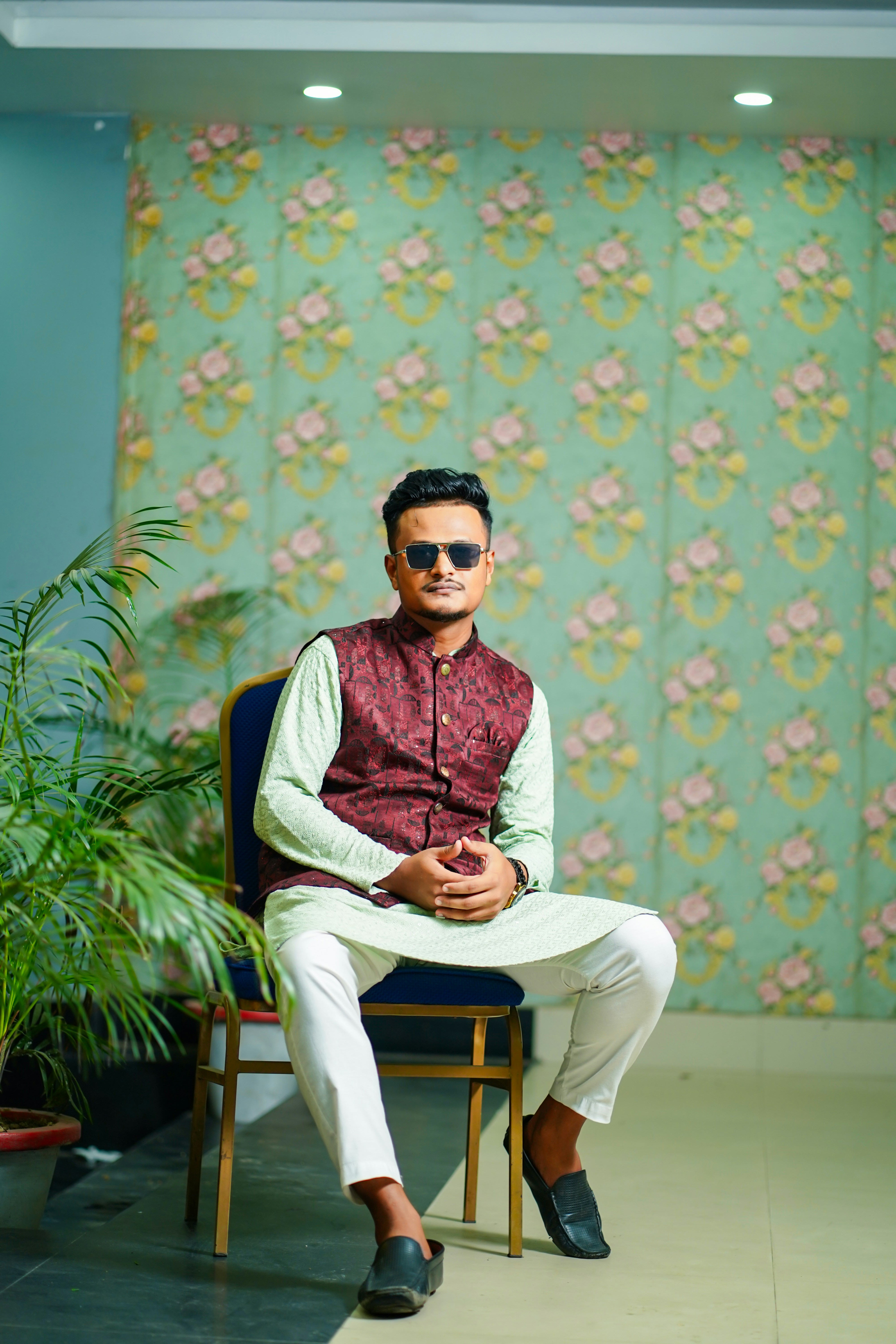 Elegance Amidst Floral Patterns