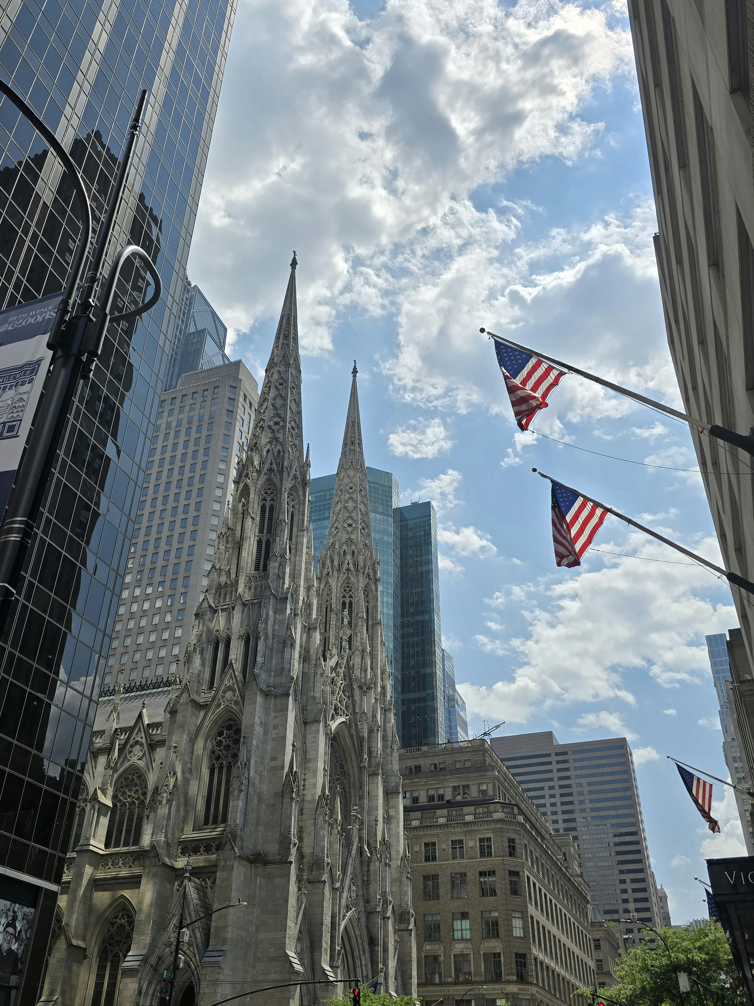 Gothic cathedral with american flags and skyscrapers photo – Free New ...