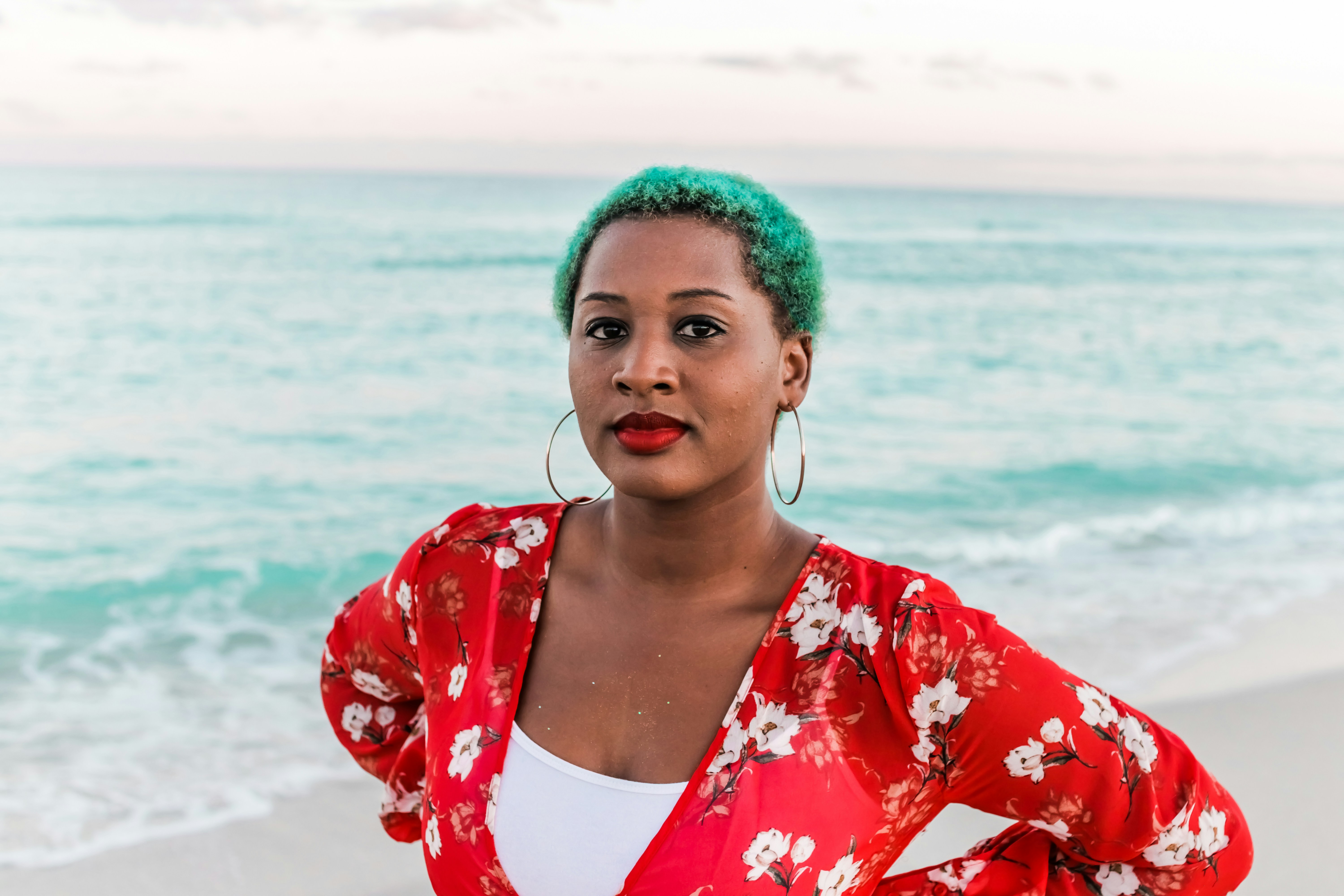 Miami beach has my heart | Woman with green hair on a beach