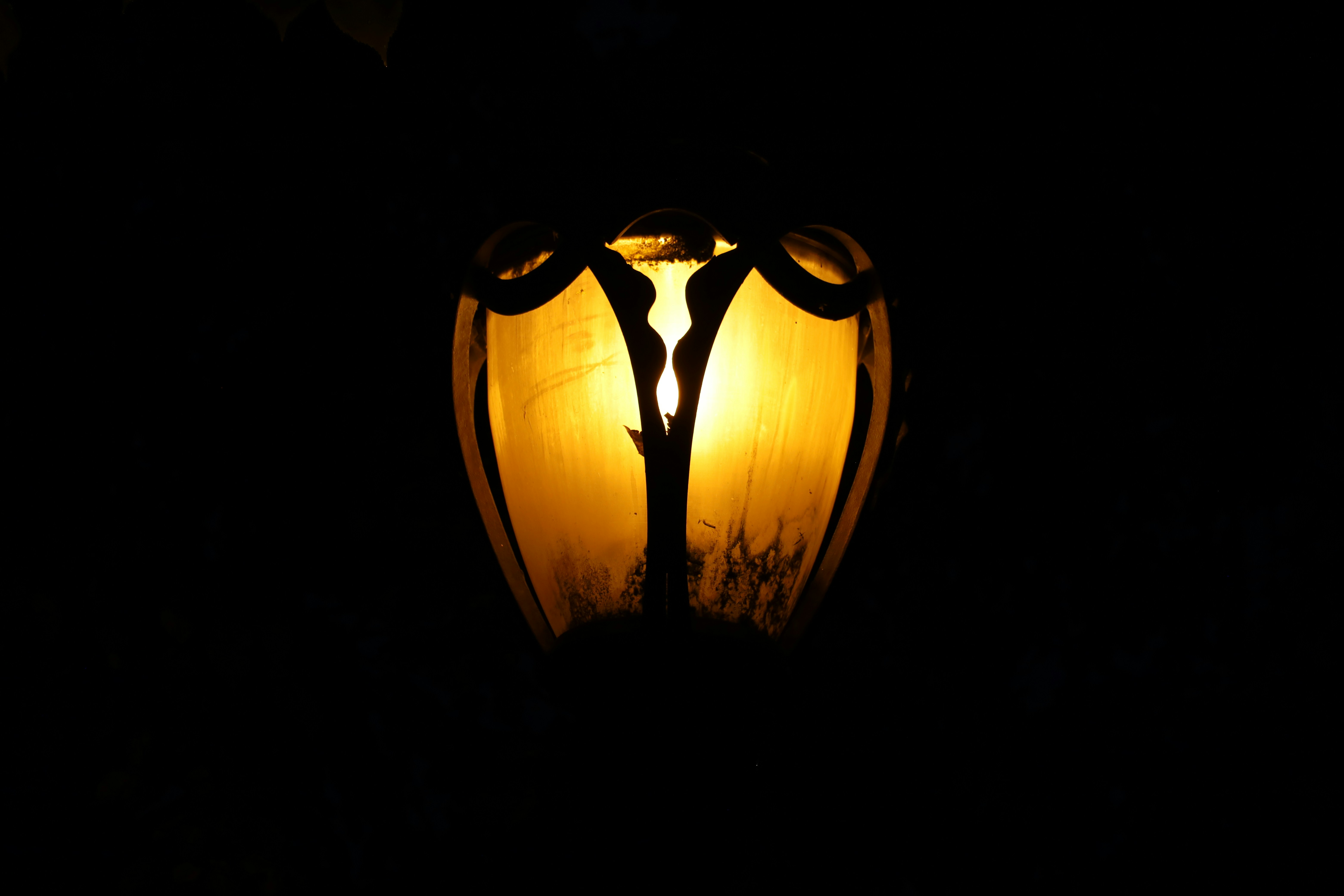 A glowing lantern in the dark