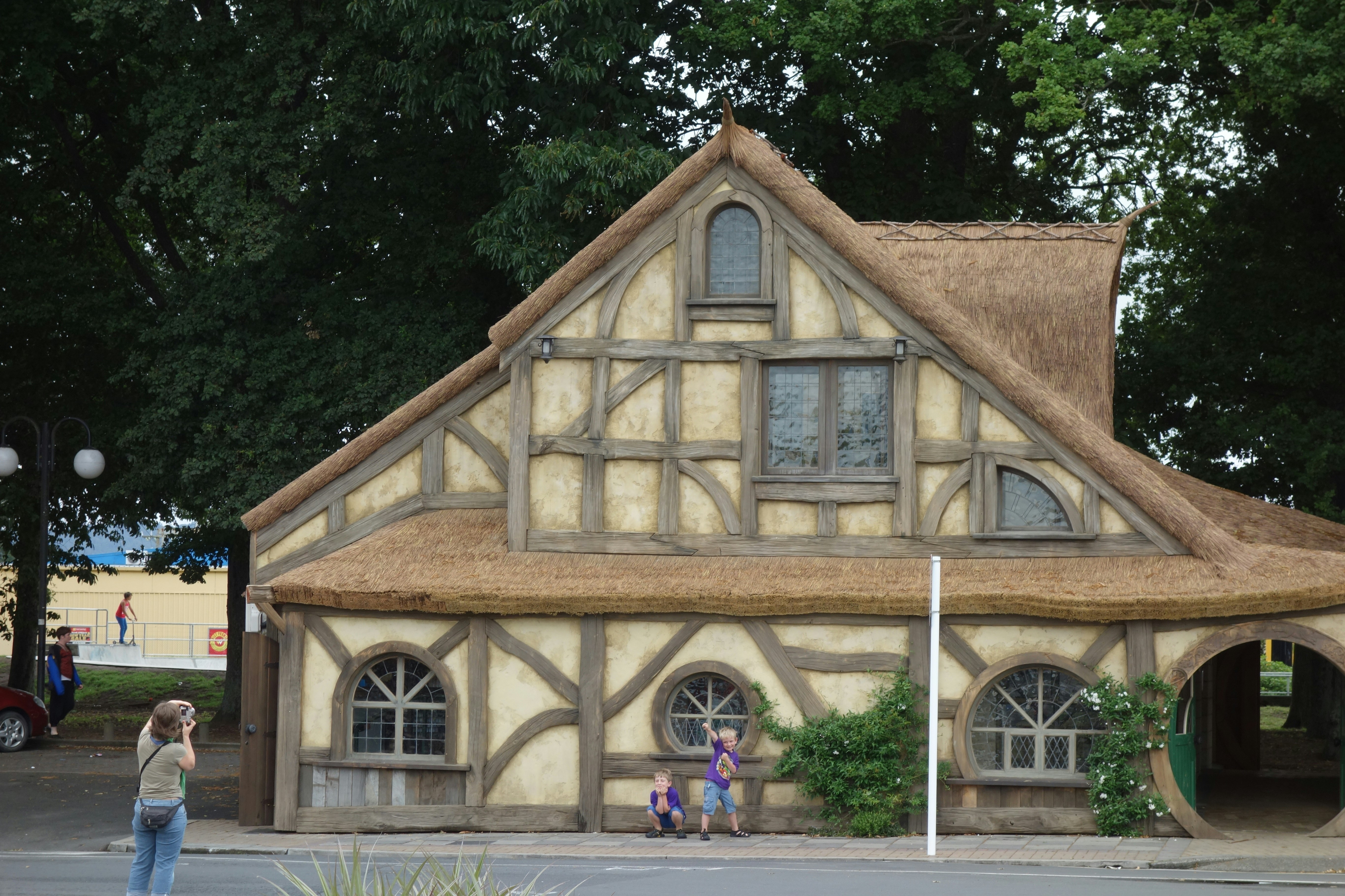 Charming hobbit-style house with thatched roof