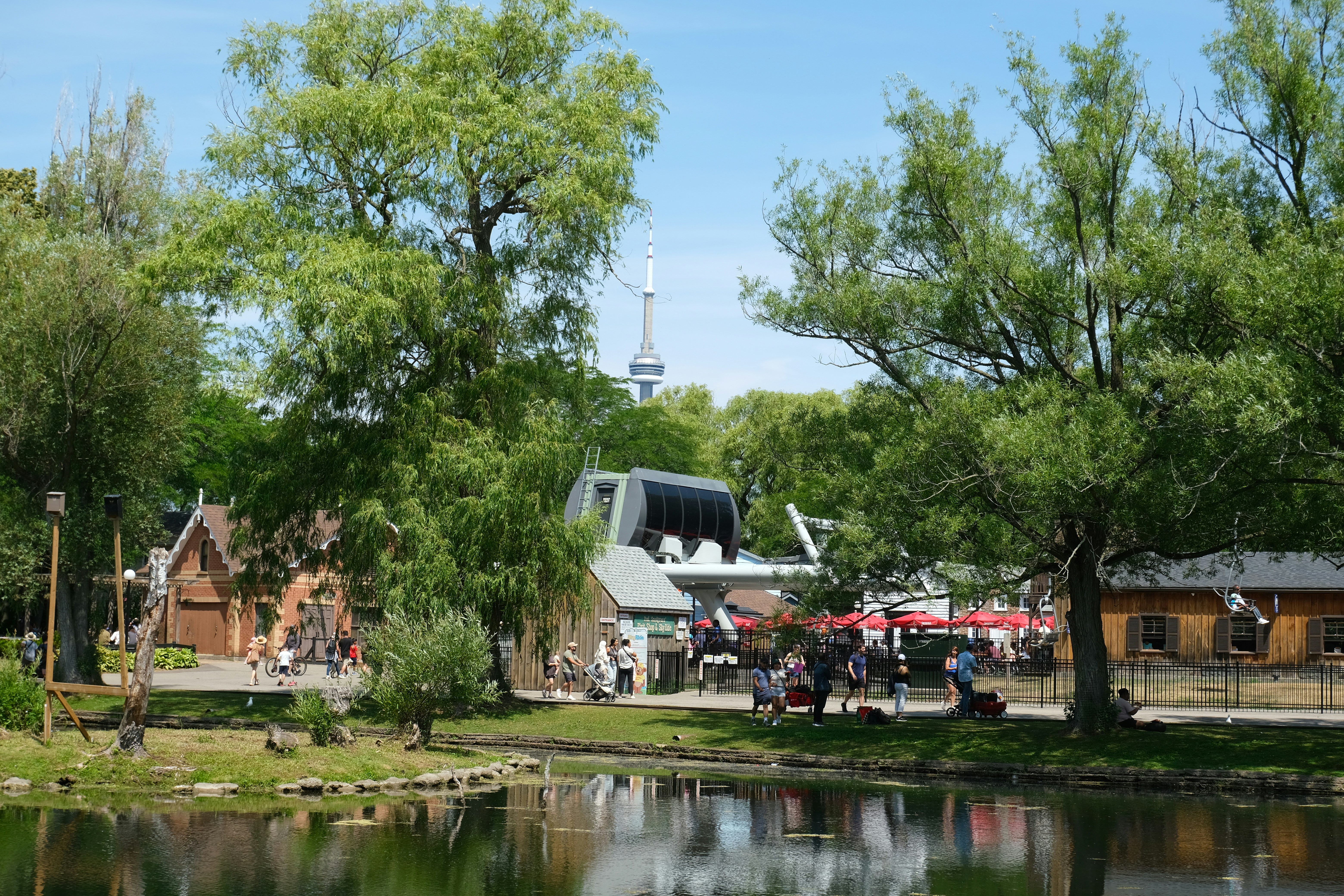 Curved-Roof Pavilion by the Pond: An Urban Oasis Framed by Green