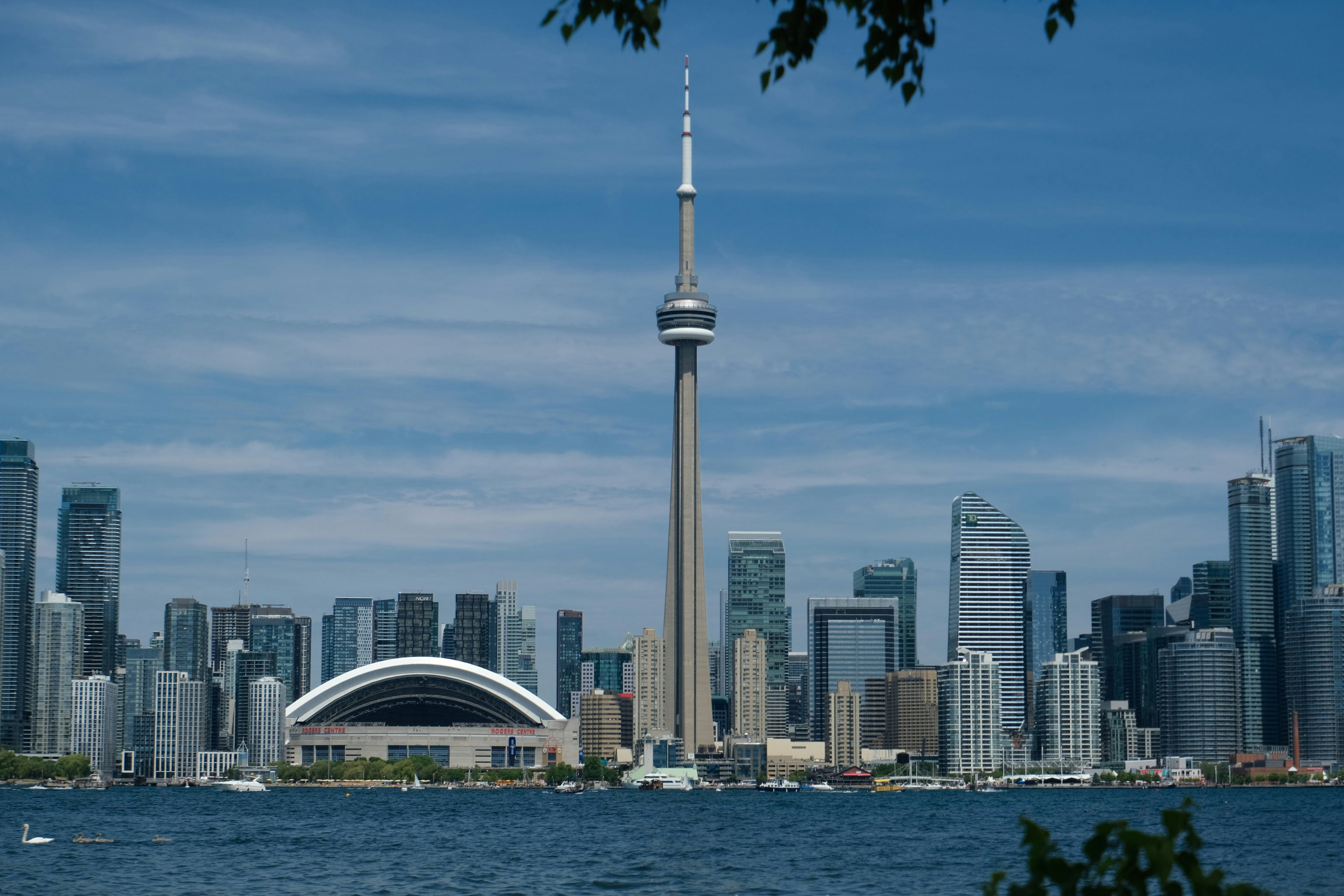 Toronto skyline with cn tower and rogers centre.