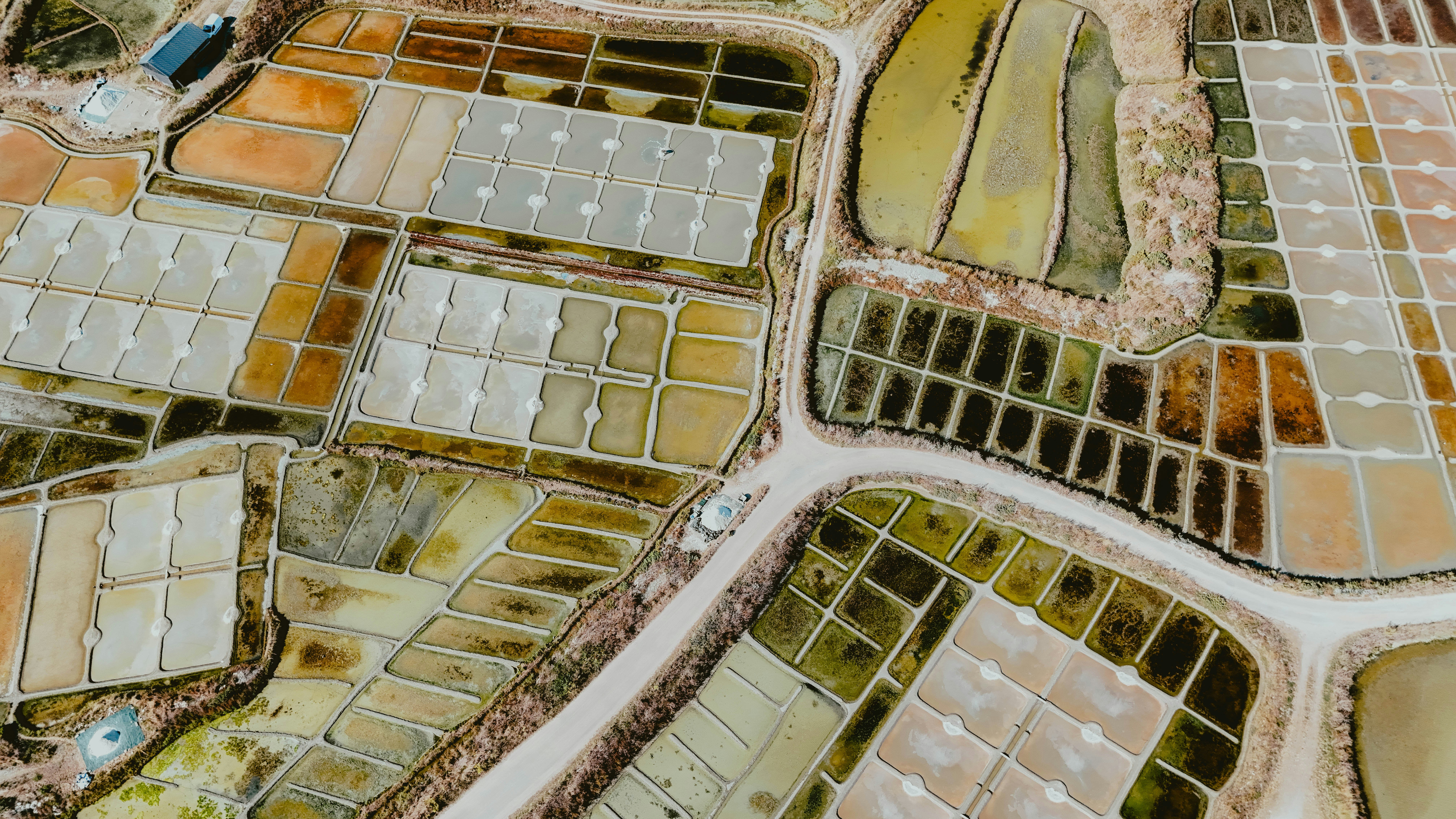 Geometric Salt Flats: An Aerial Quilt of Color and Pattern