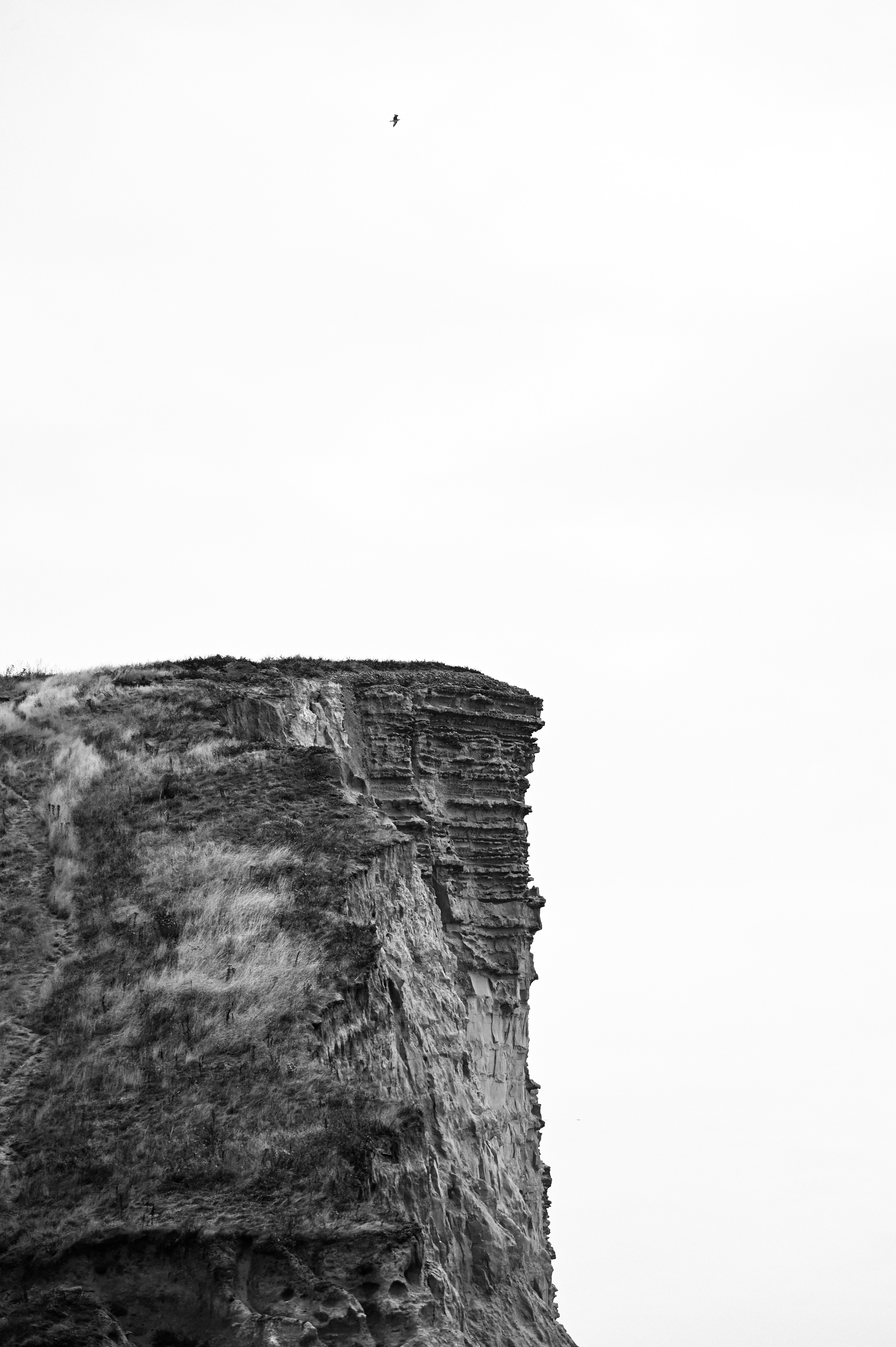 West Bay bnw | Dramatic cliff face against a bright sky