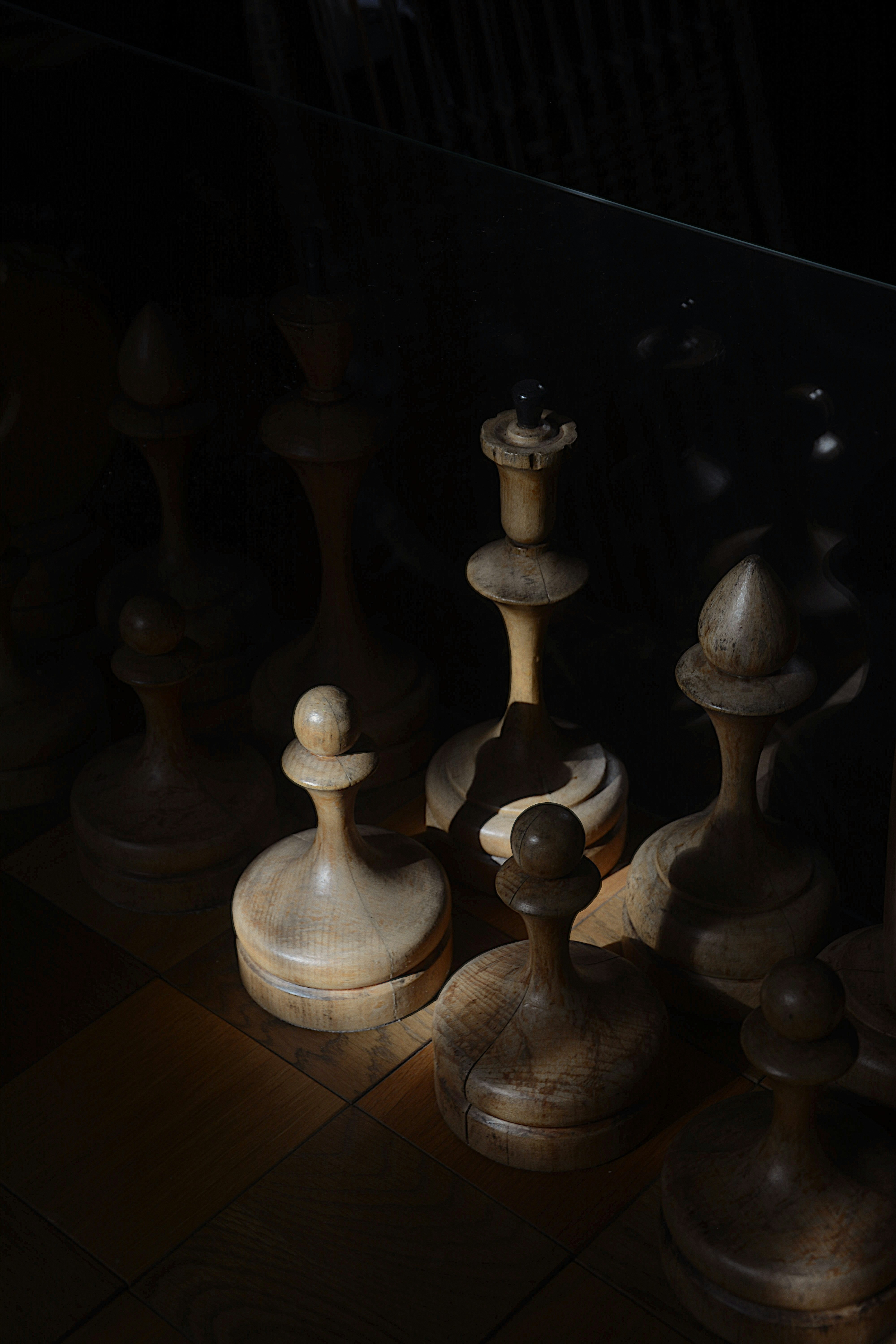 Shadows of Strategy: The Chess Pieces Await