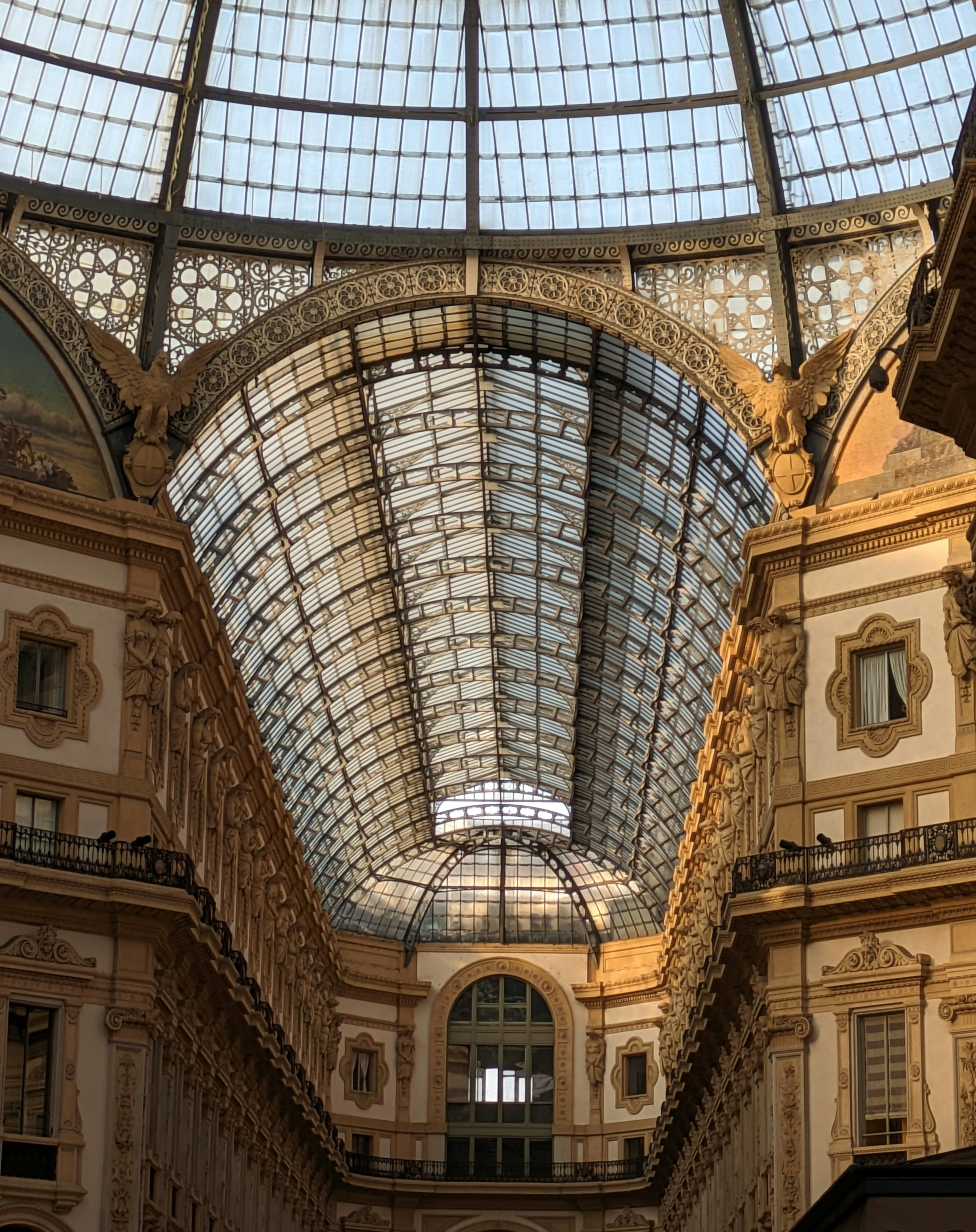 Ceiling at Galleria Vittorio Emanuele II, Milan | Grand glass dome ceiling with ornate architecture