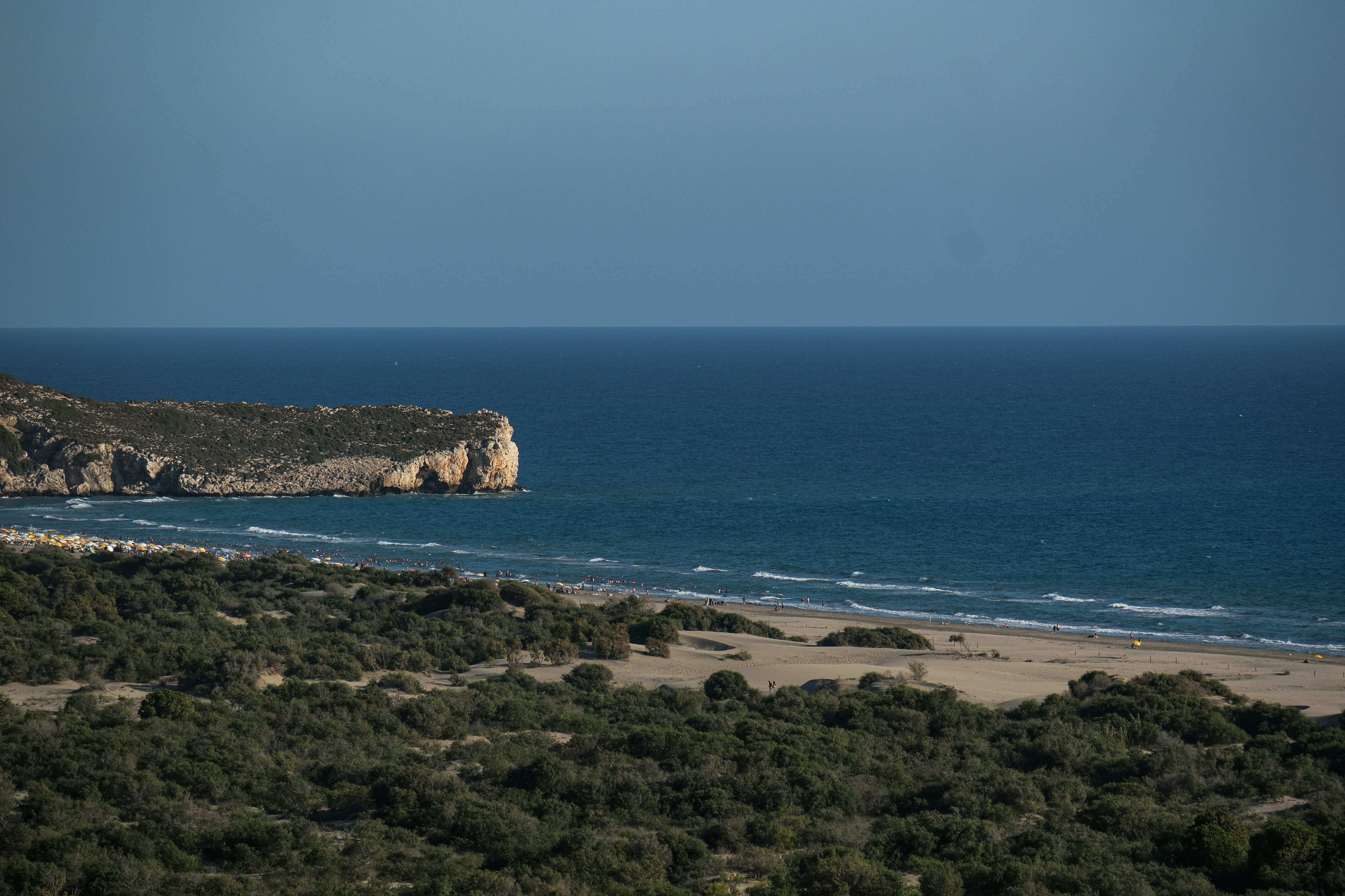 , antalyadesert, sea, beach, aegean | Coastal landscape with sandy beach and blue ocean