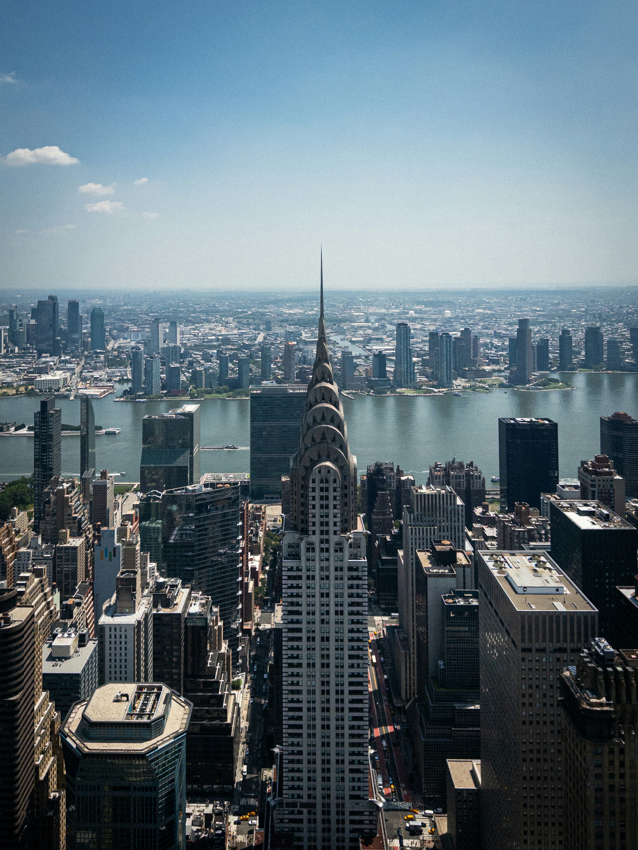 Spire Above the City: Aerial Perspective of Midtown Manhattan