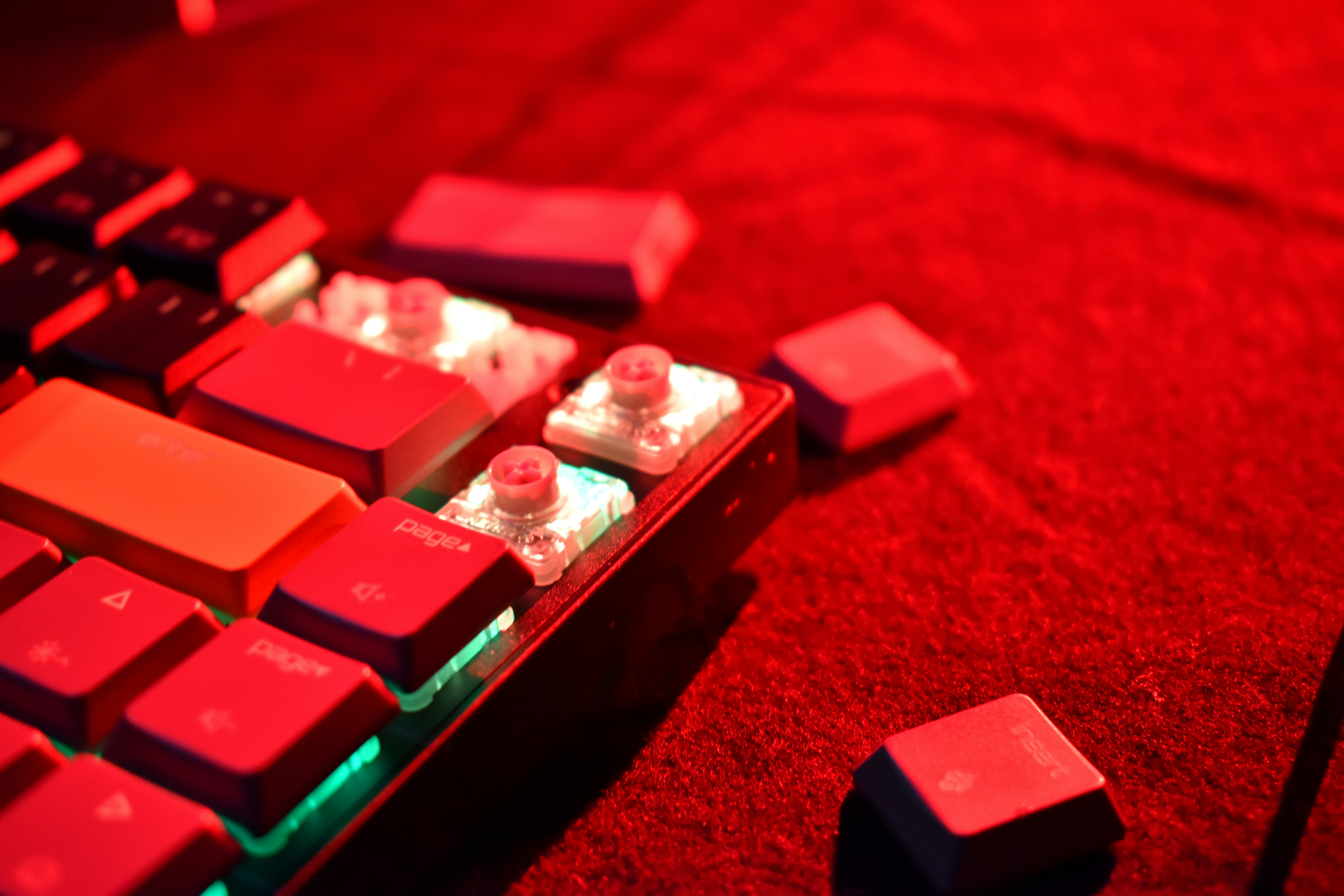Neon Glitches: The Art of a Disassembled Keyboard