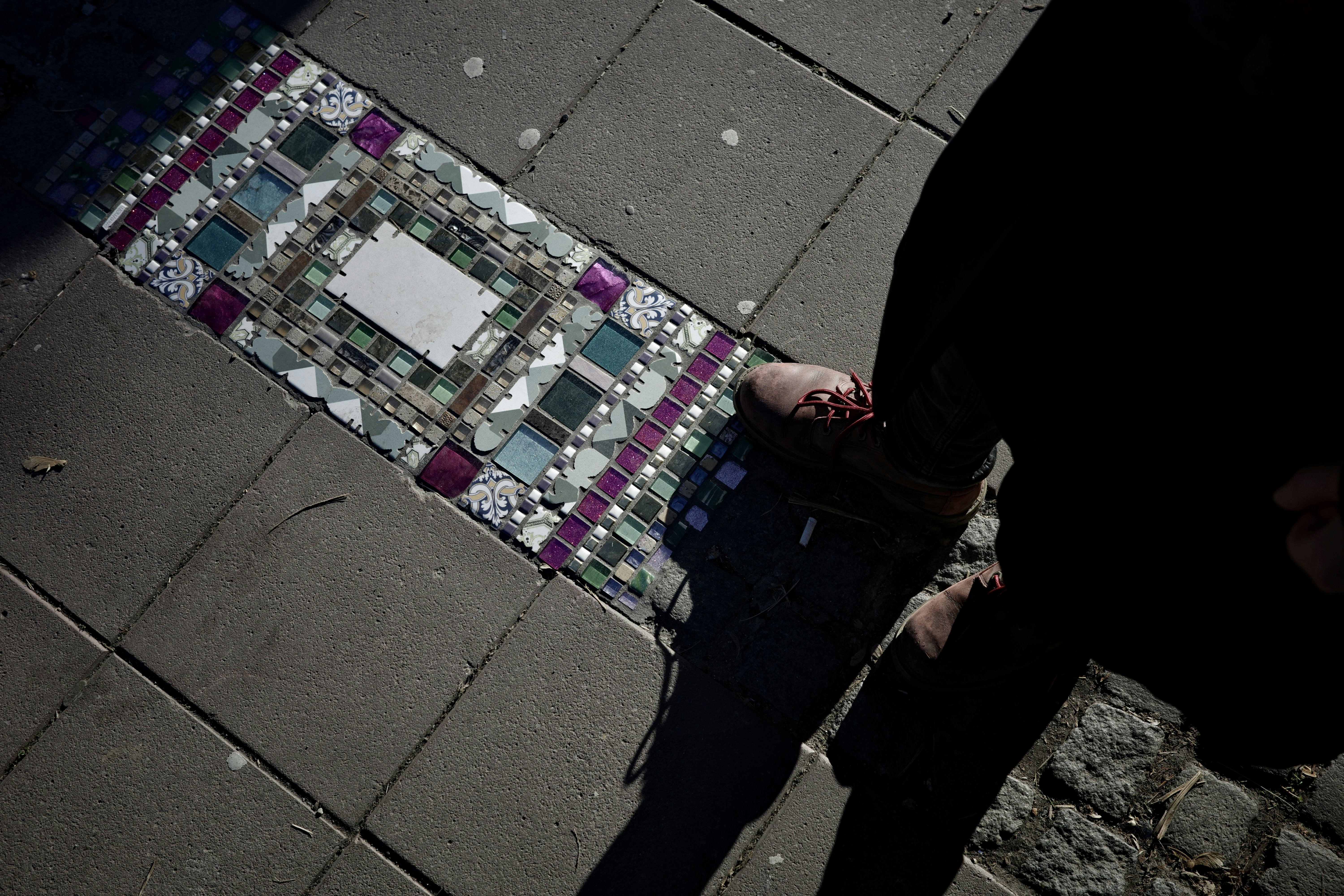 Mosaic On the Step: A Glint of Color in the Sidewalk