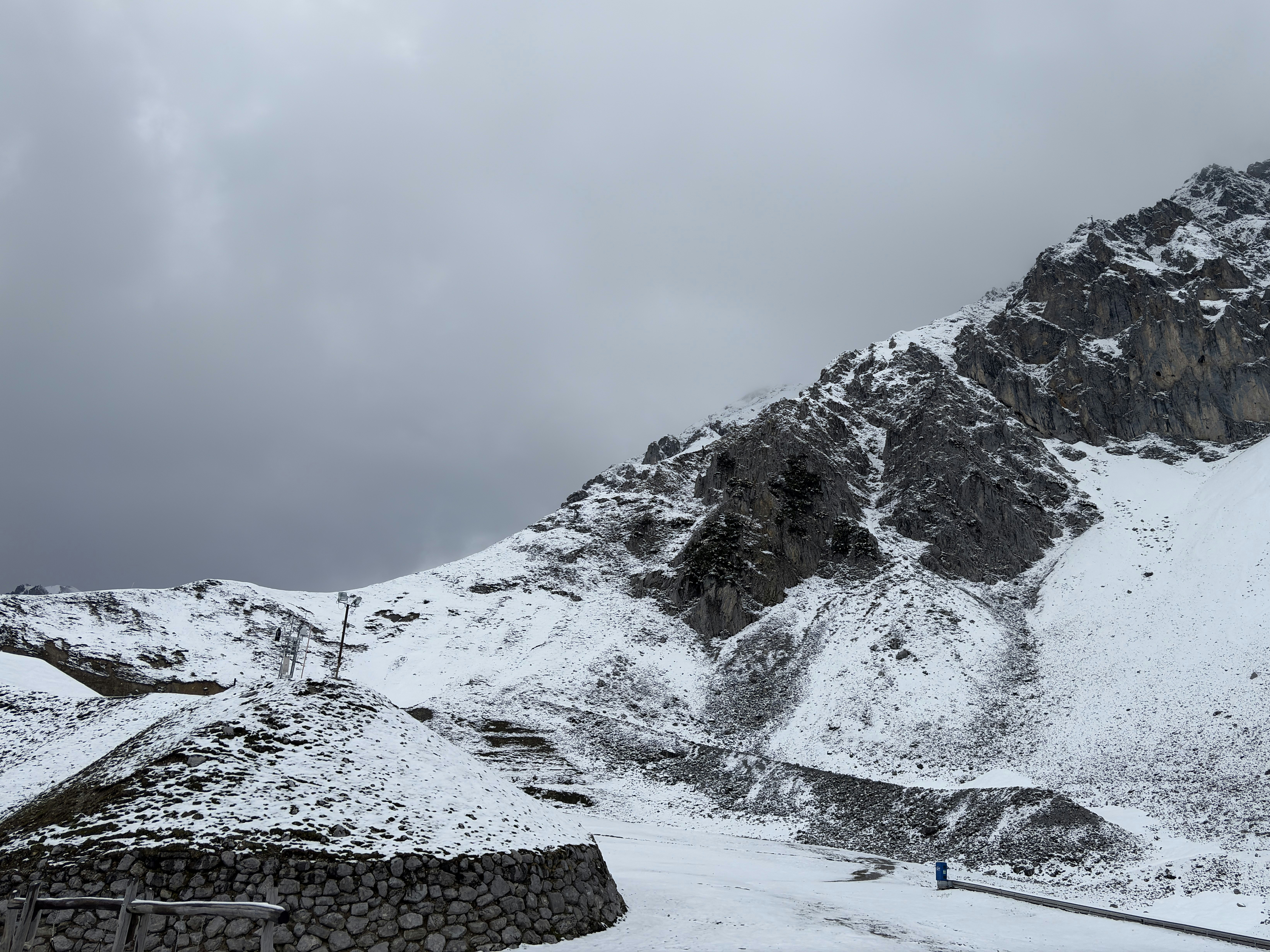 Snowy Mountains in Innsbruck, Austria | Snowy mountains under a cloudy sky