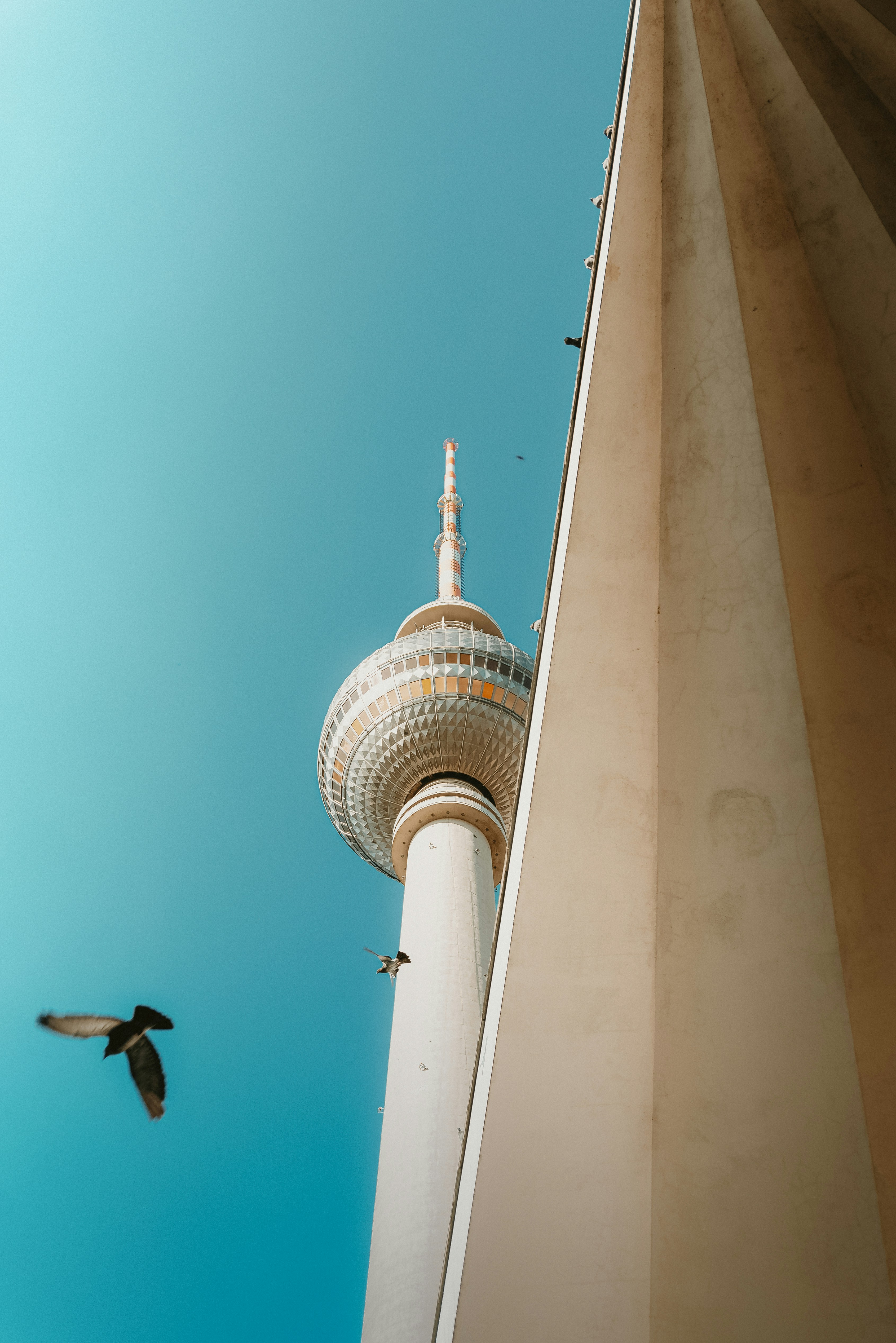 Tall tower against a clear blue sky