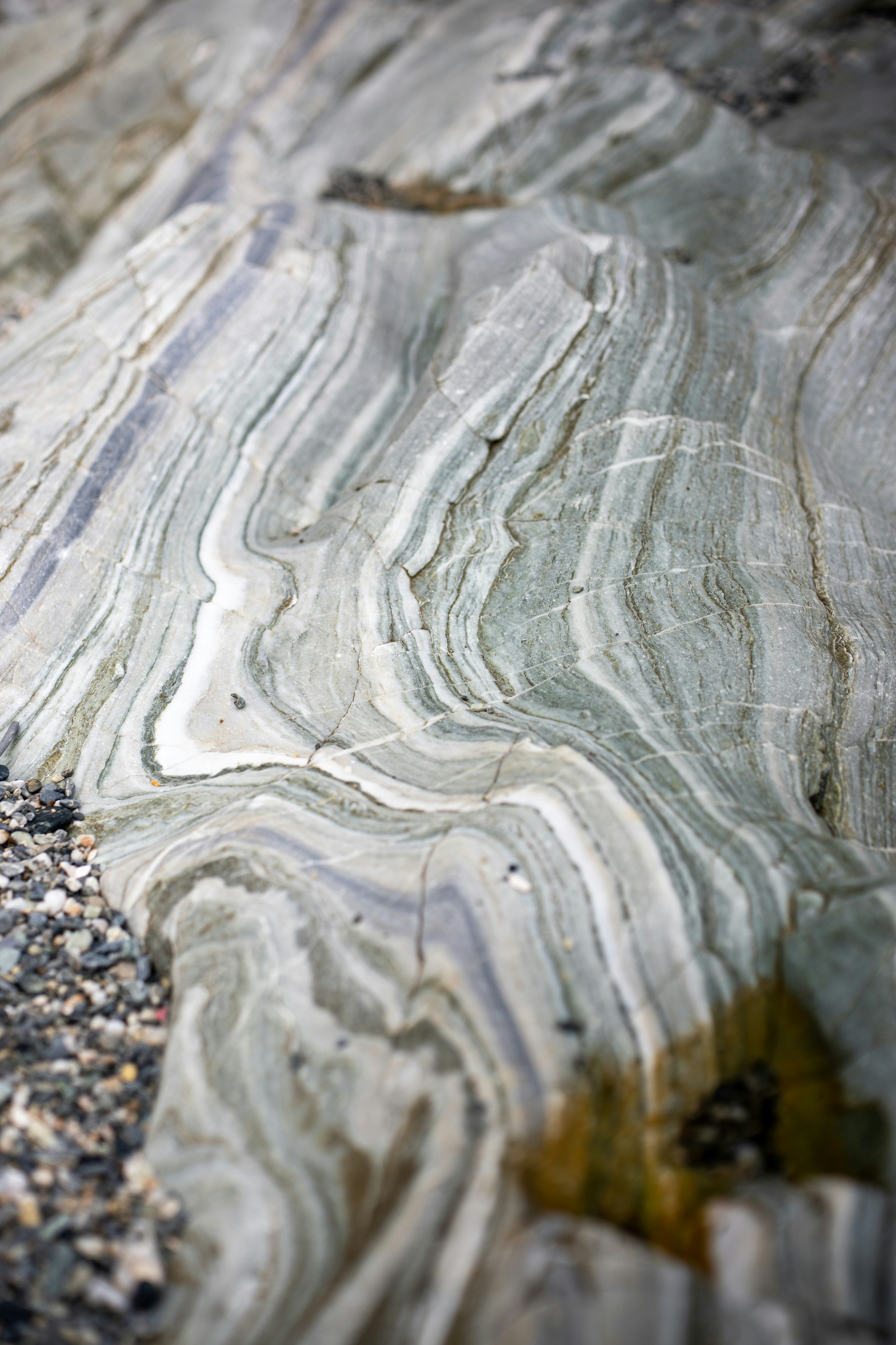 Close-up of layered rock with intricate patterns
