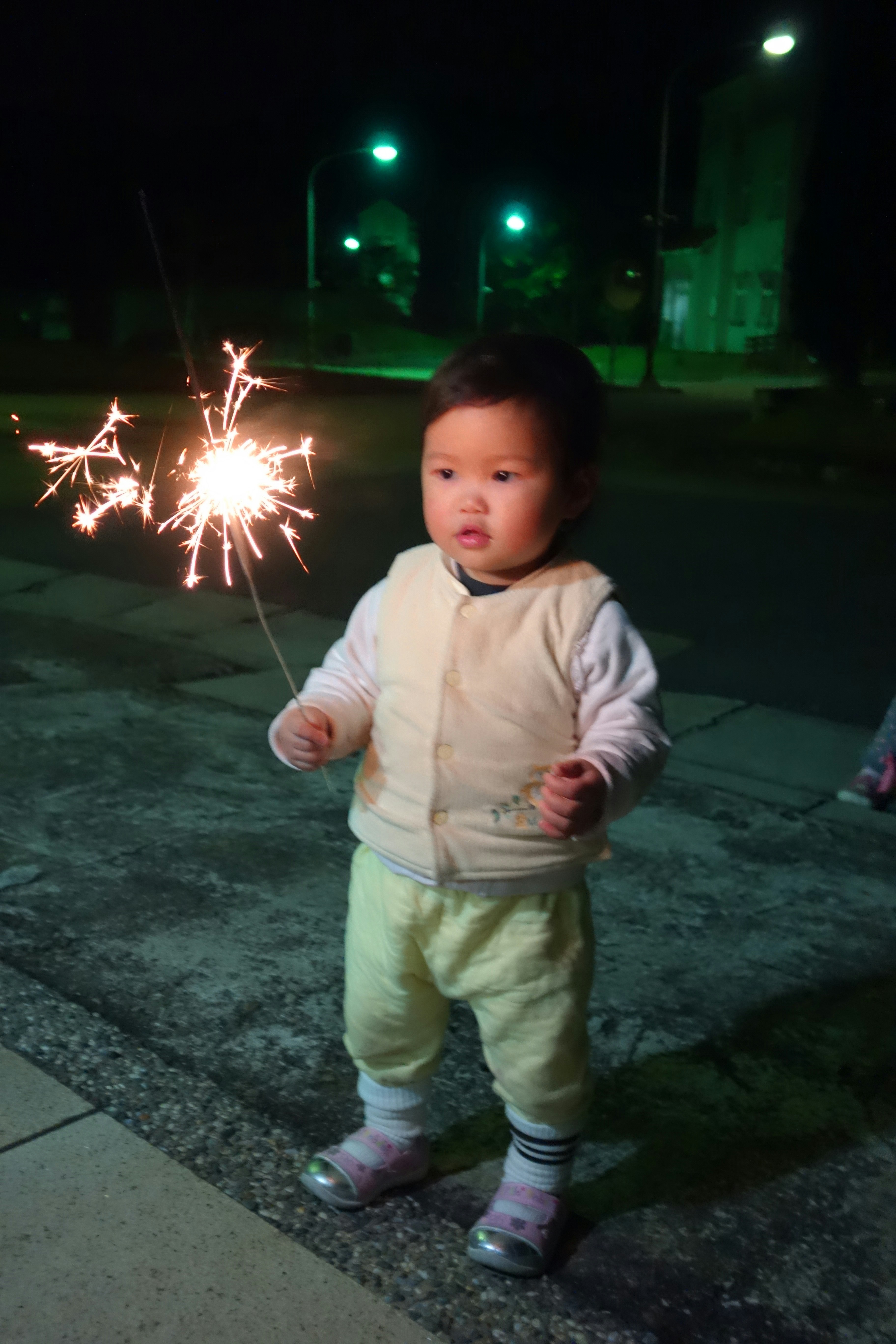 A Spark of Joy: Childhood Wonder Under Night Sky