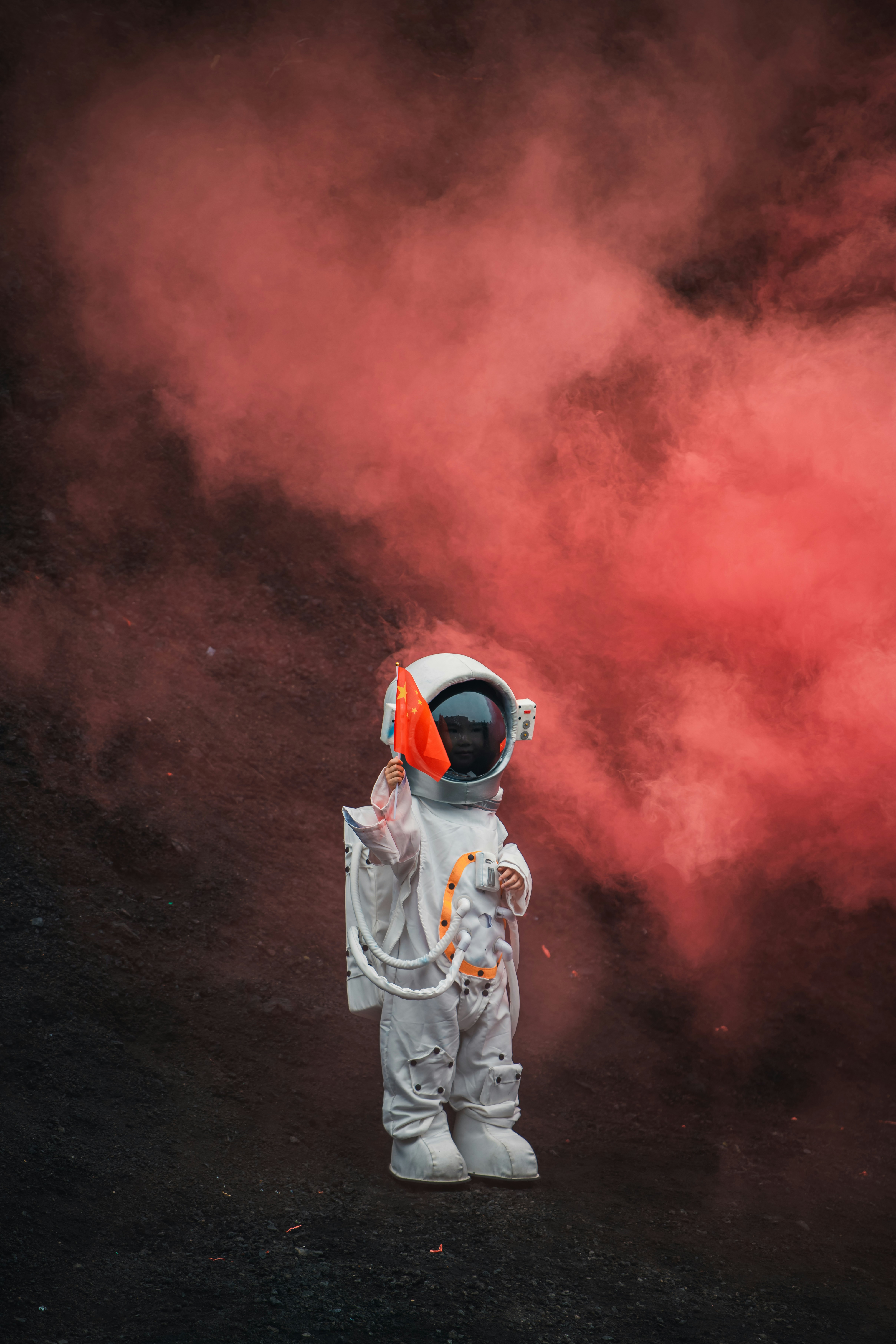 Cosmic Guardian Amidst Fiery Hues
