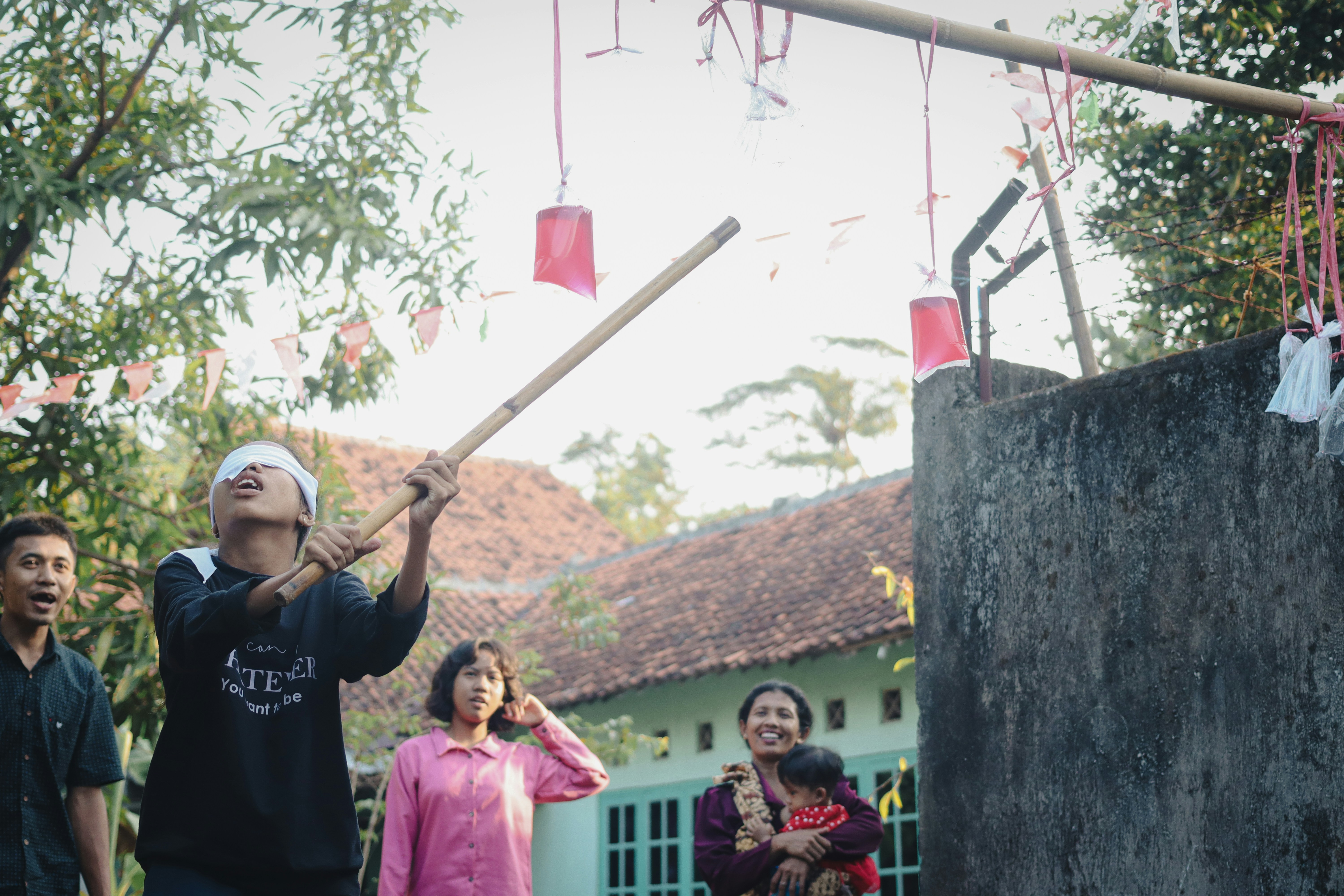 Bamboo Baton Strike: Sunlit Village Courtyard Play