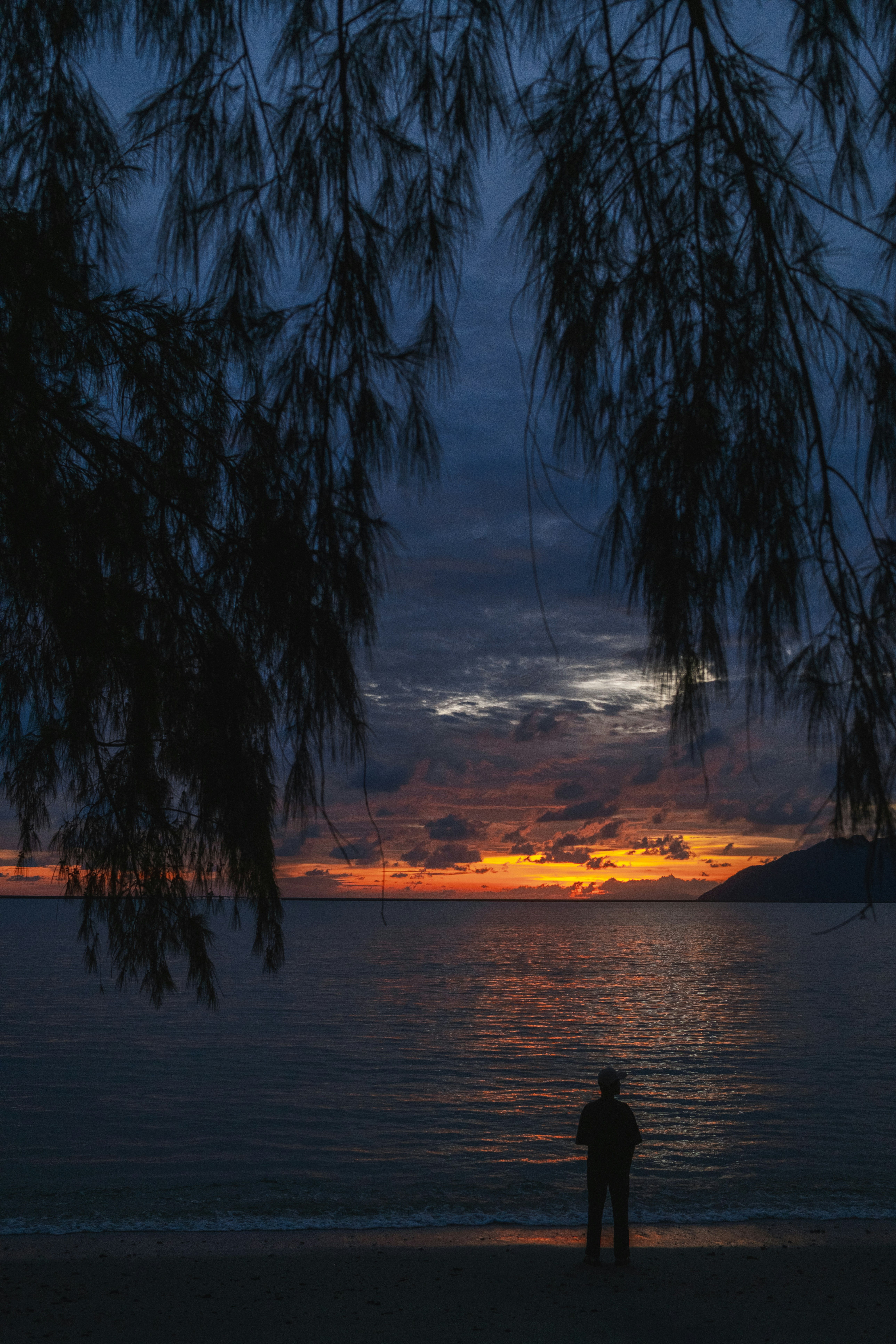 Reflections of Twilight: A Solitary Moment by the Shore