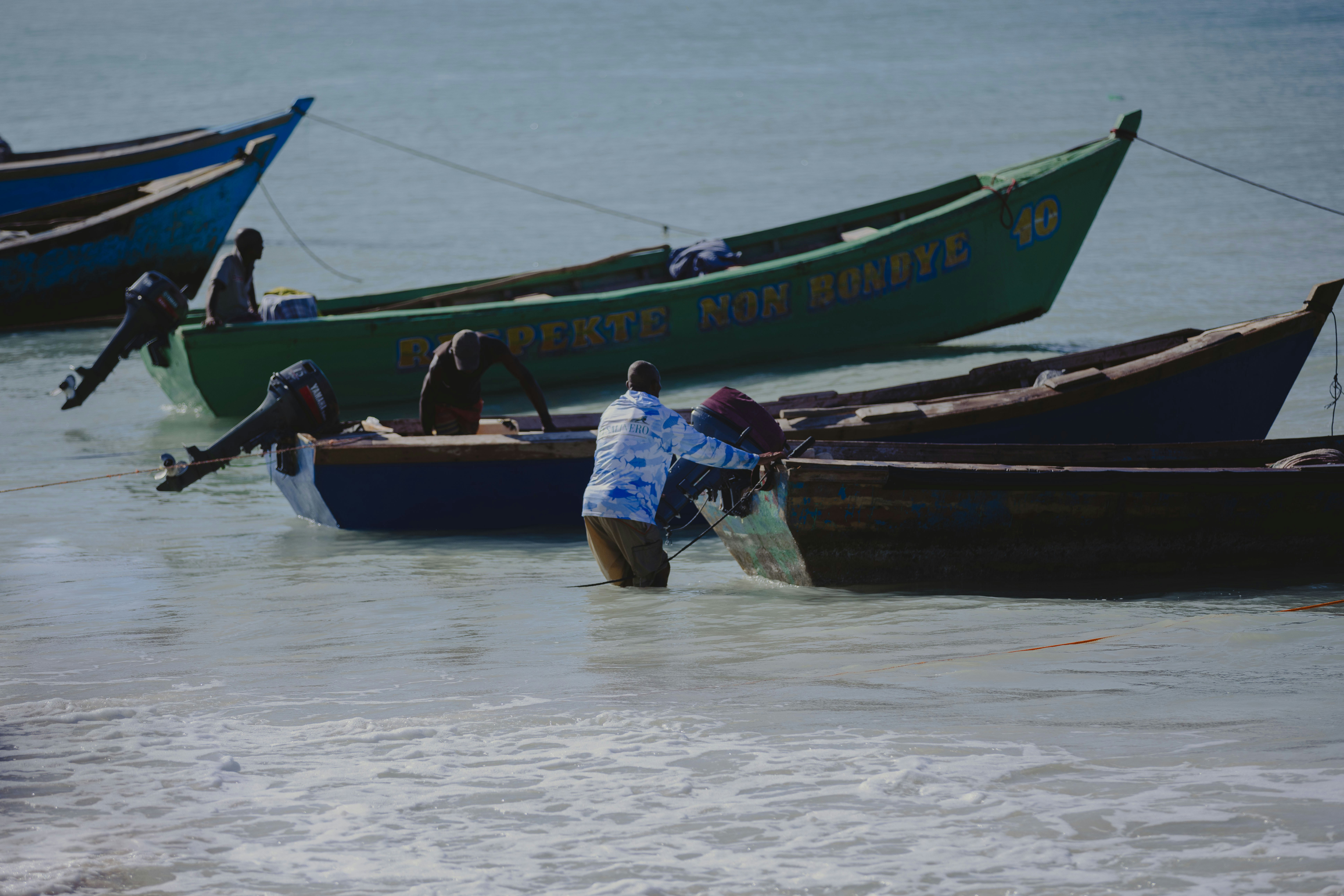 Harmony of Labor and Nature on the Shoreline