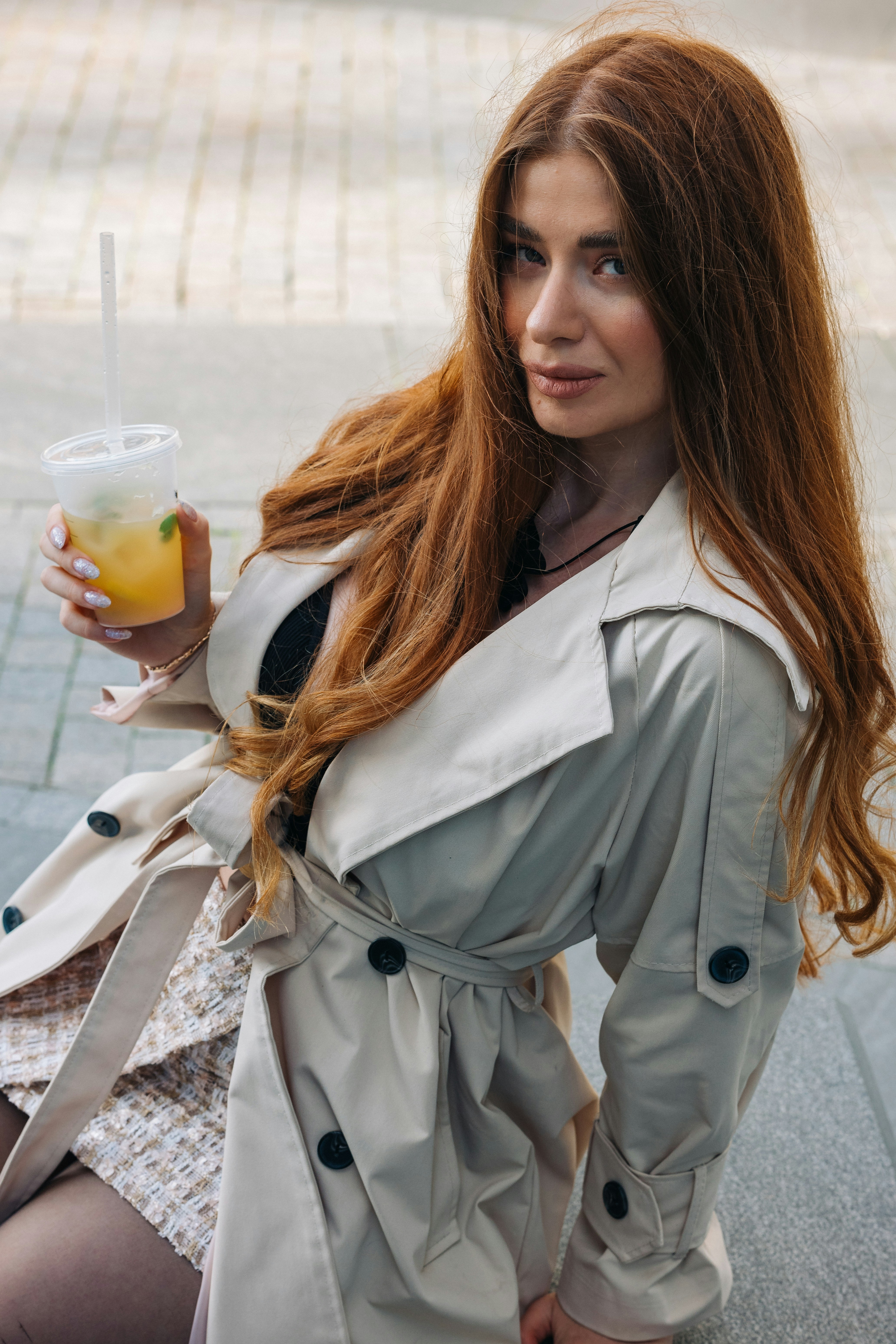 Chic Urban Serenity: A Moment of Refreshment