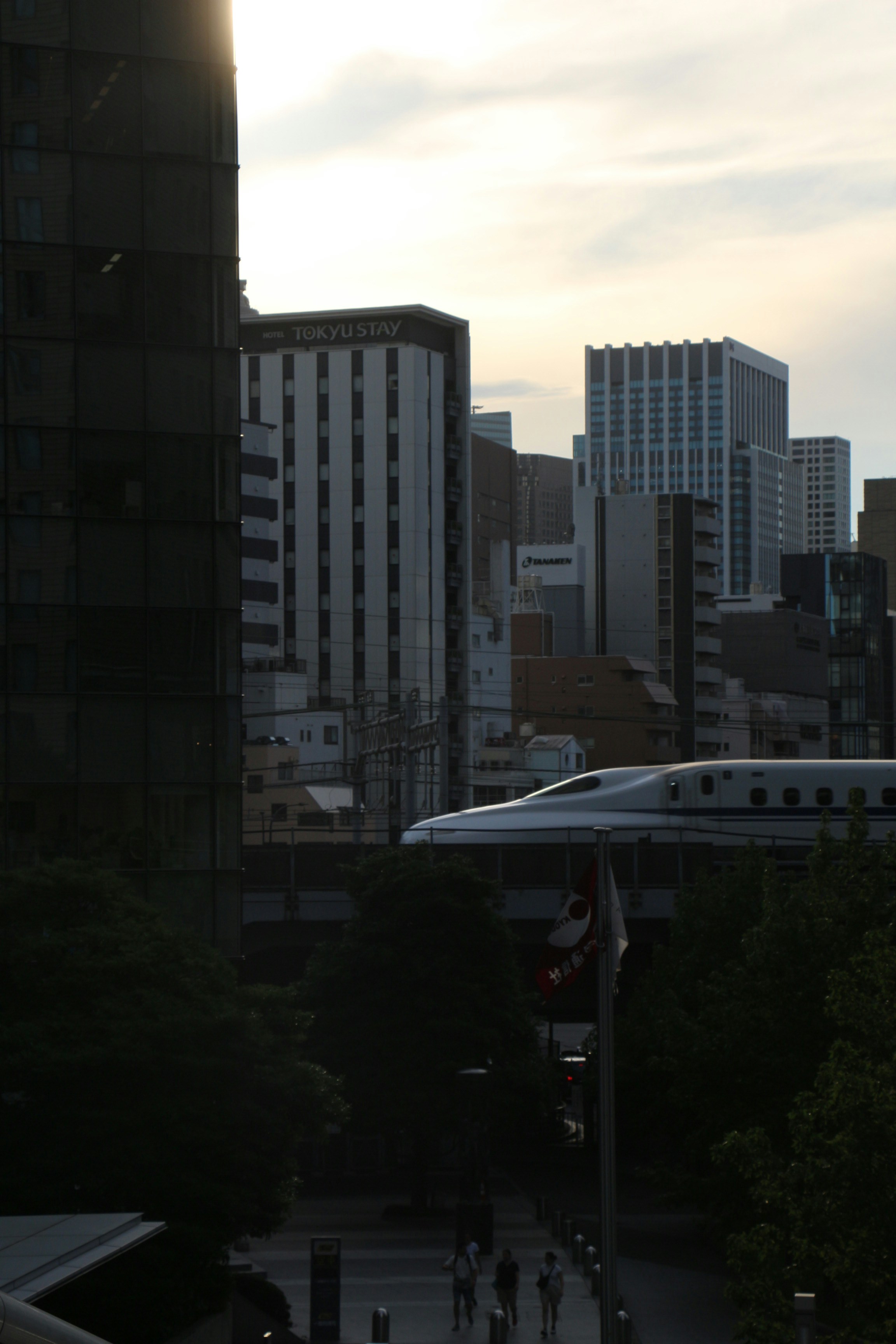 Dusk Bullet Through Tokyo's Glass Canyon