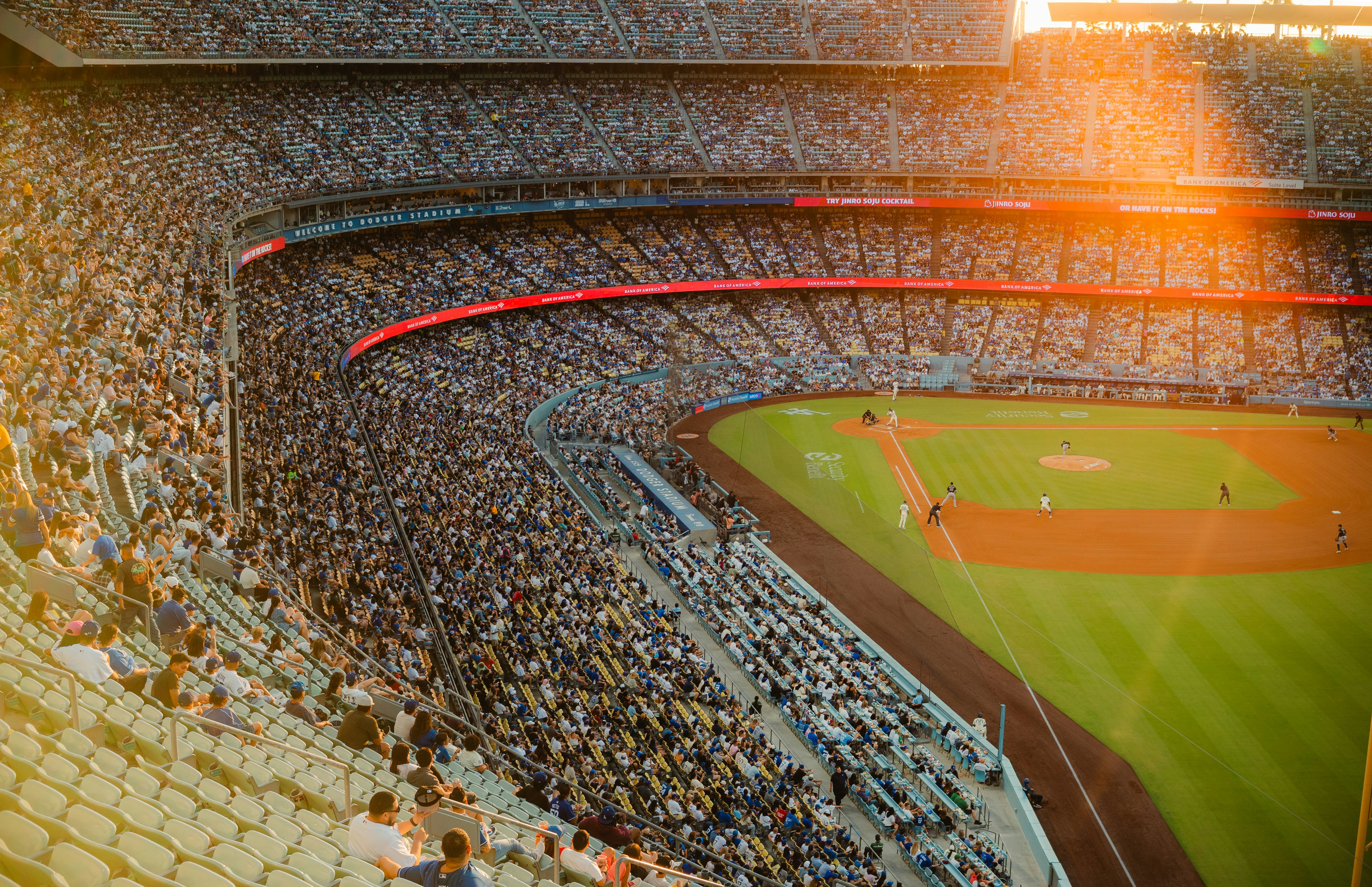 Crowded baseball stadium during a game