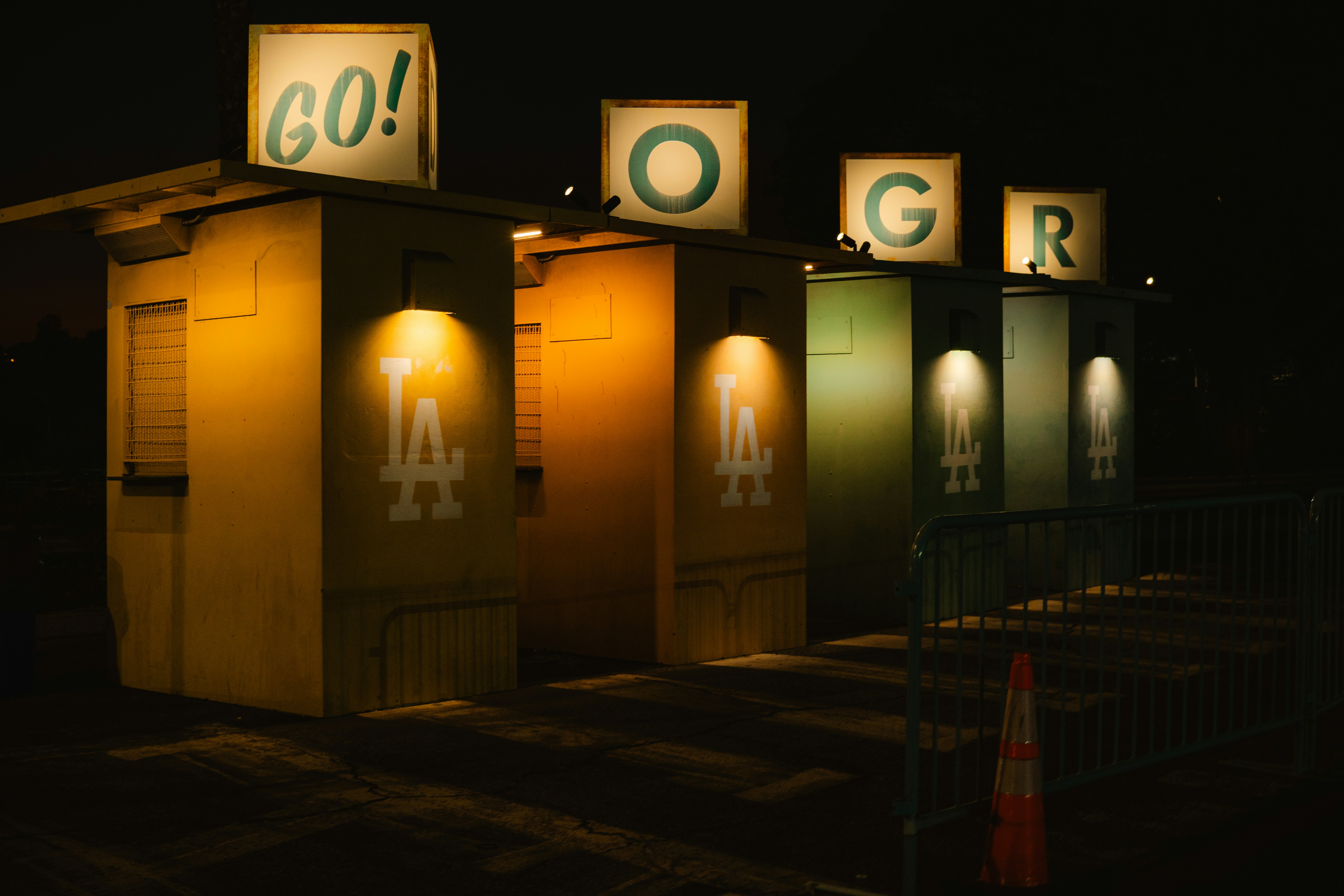 Illuminated Kiosks: A Nighttime Invitation