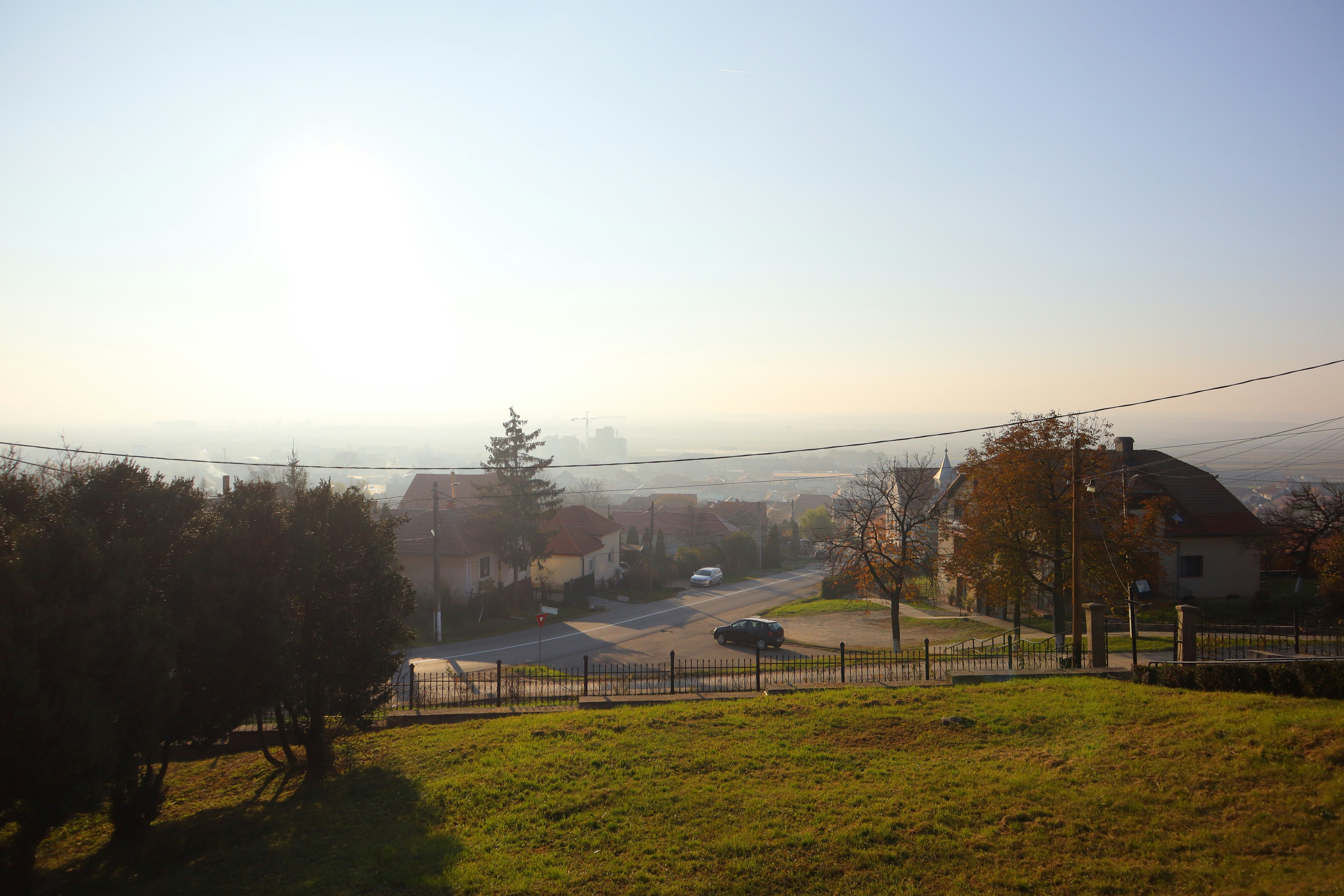 Morning Haze Over Serene Suburbia