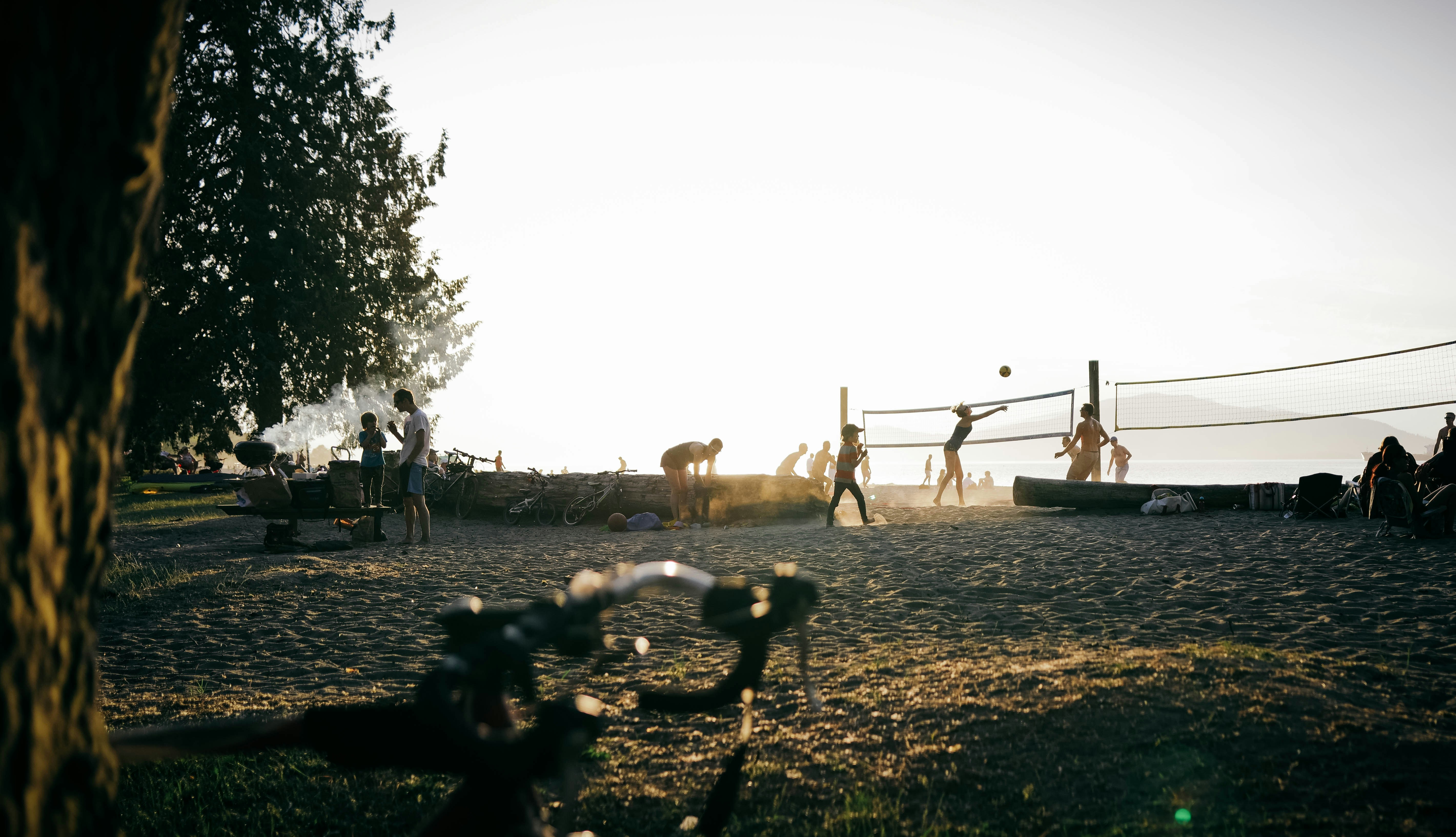 Sunlit Volleyball: A Dance of Shadows and Motion