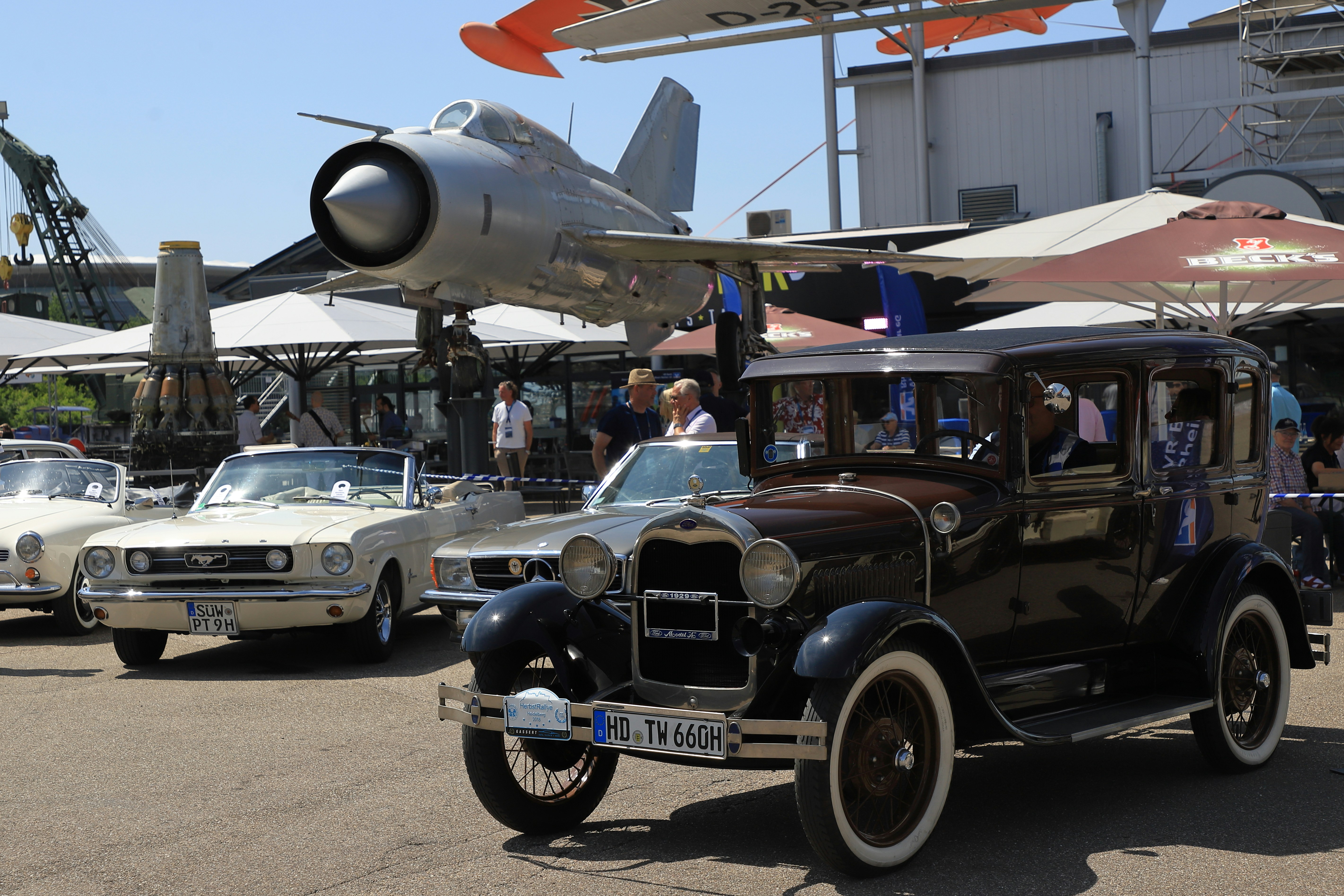 Vintage car and airplane displayed outdoors photo – Free Cars Image on ...