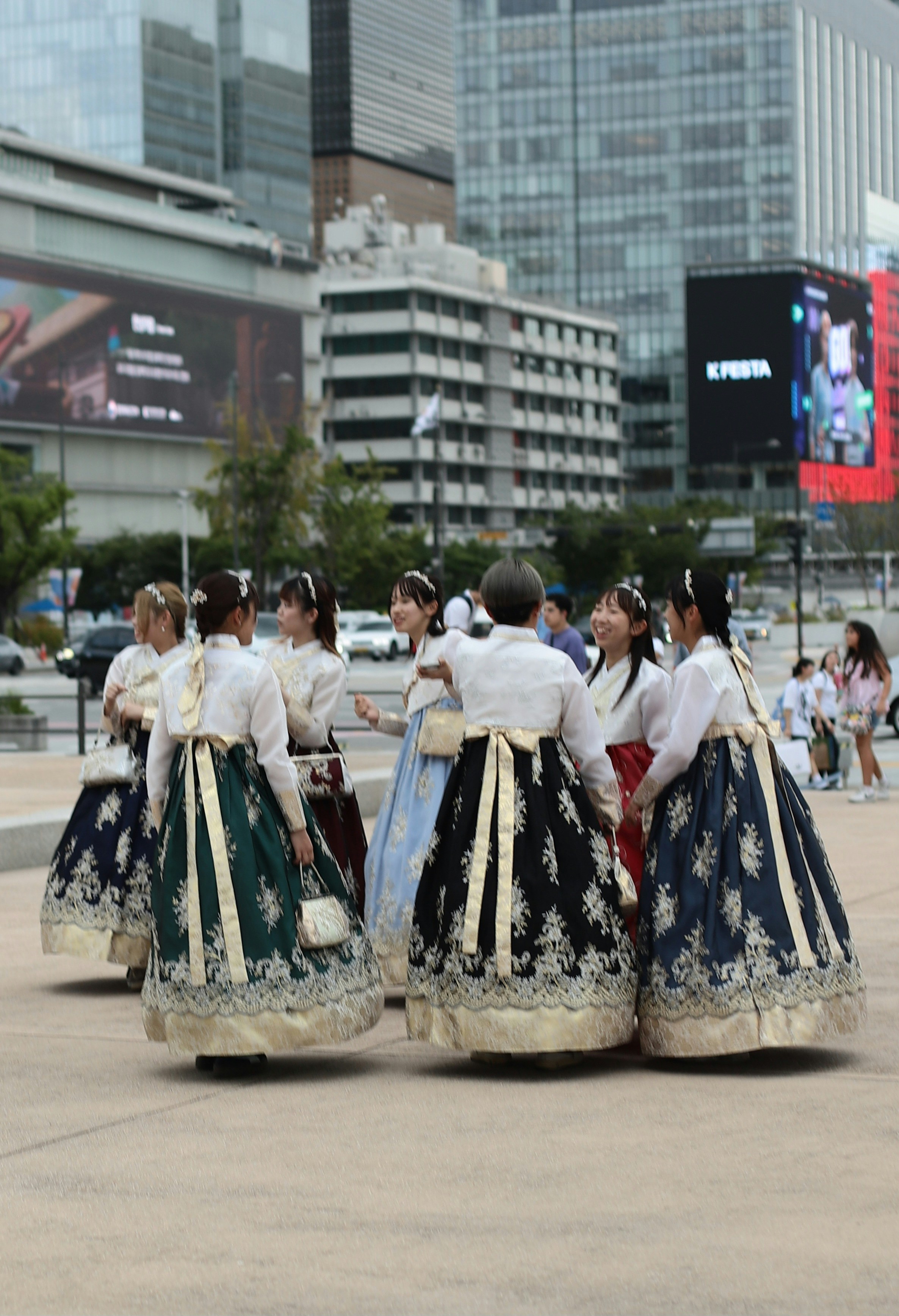 Harmony in Traditional Attire Amidst Modernity
