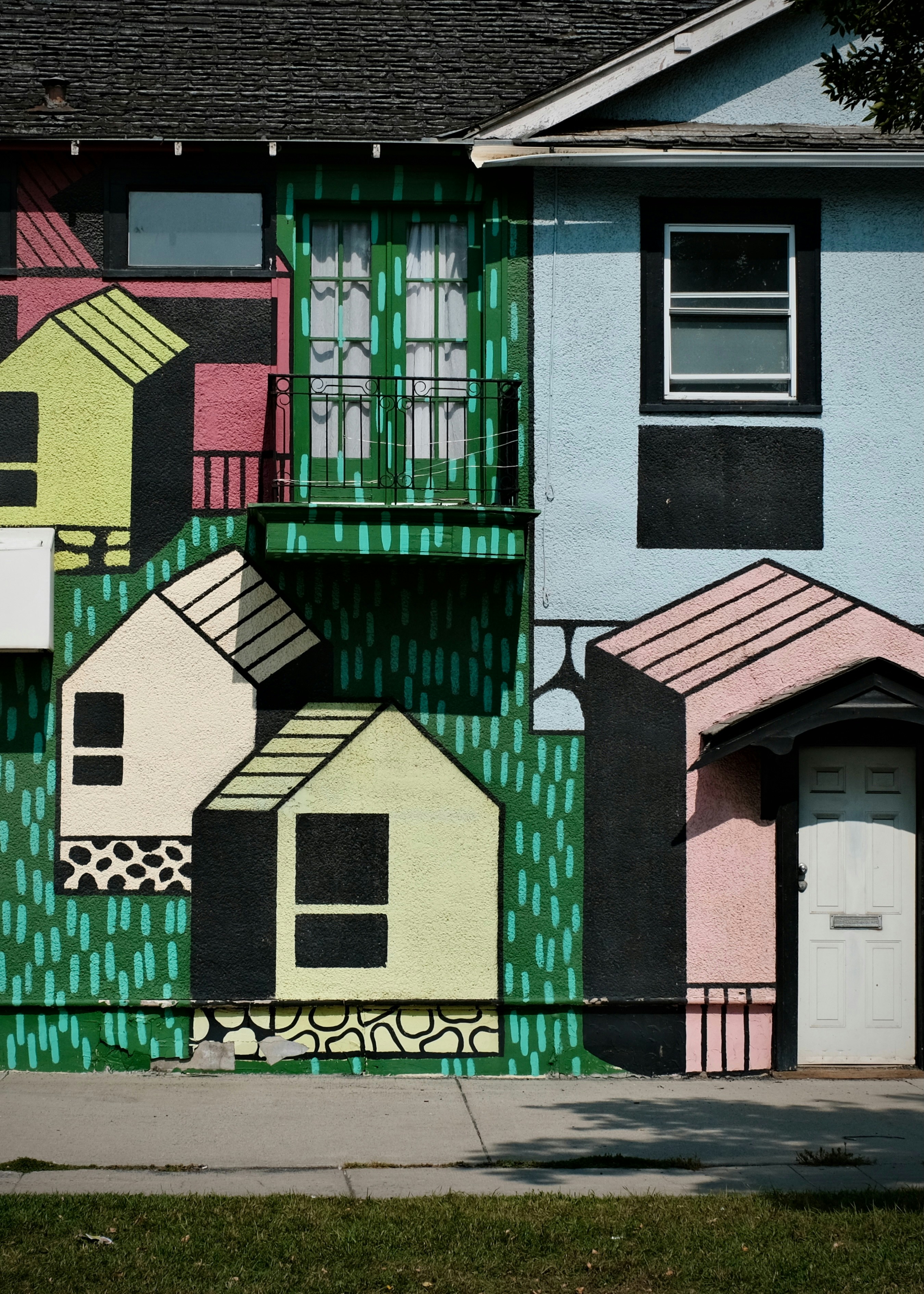 Urban Canvas: A Playful Mosaic of Colorful Abodes