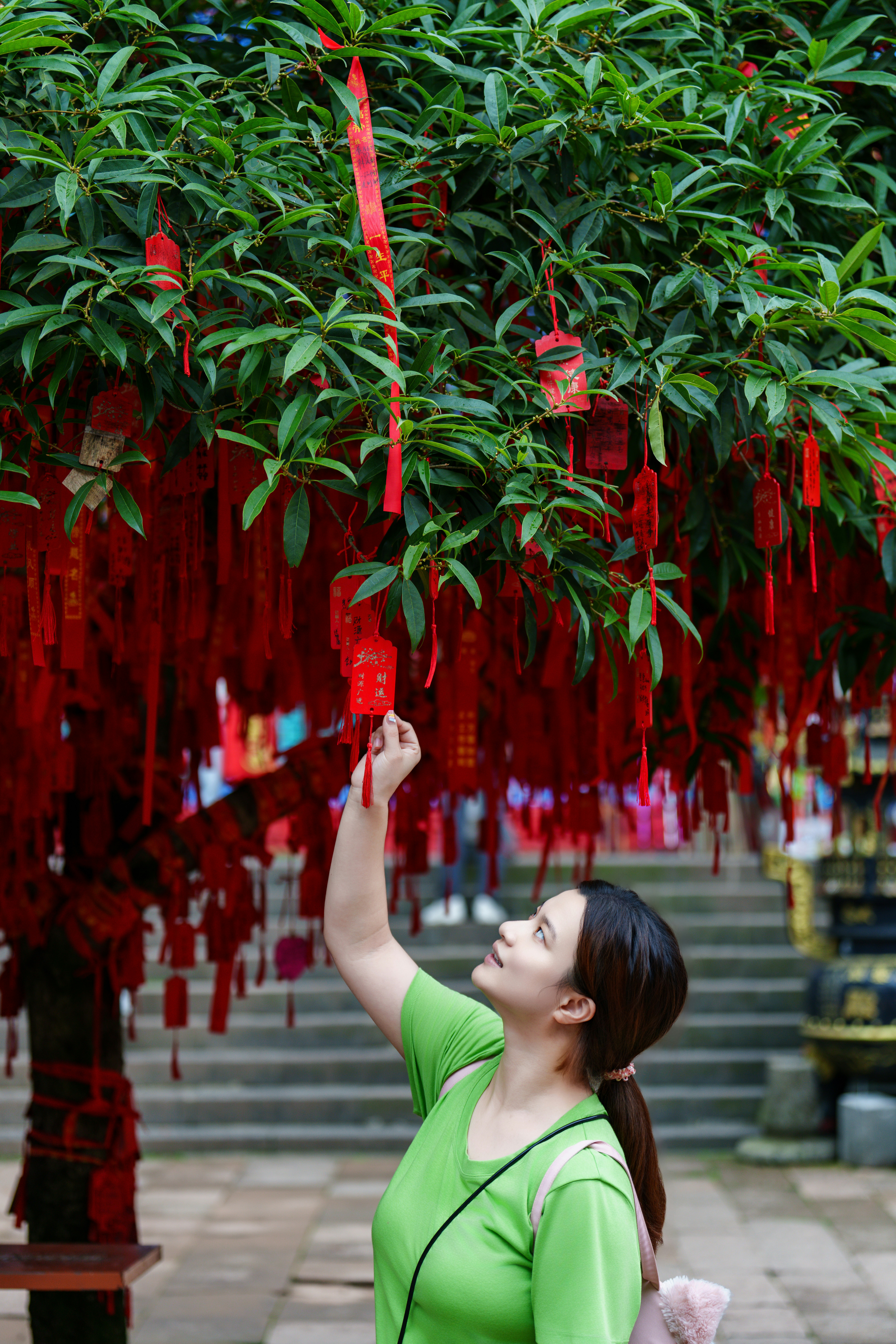 Whispers of Wishes Beneath the Red Canopy
