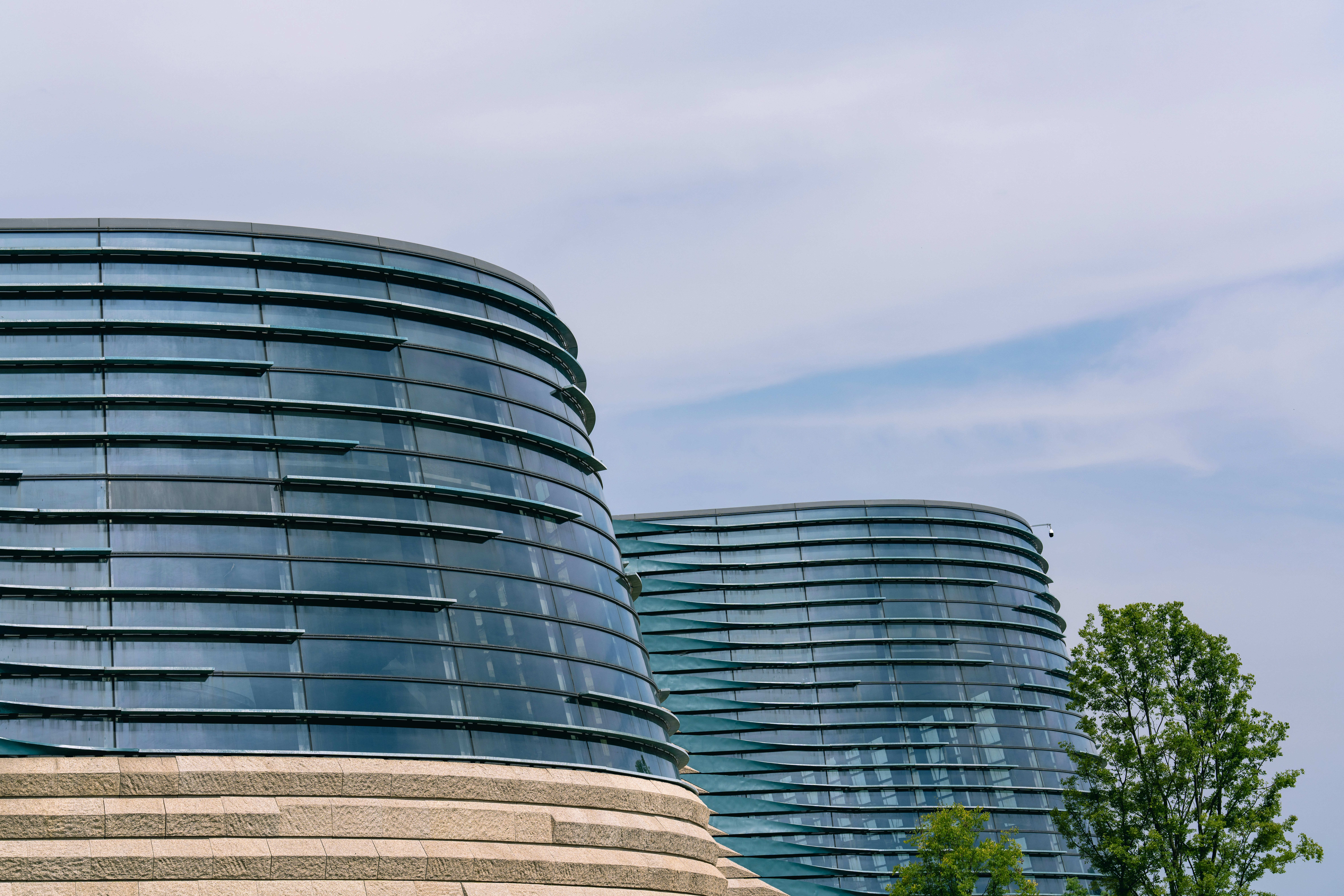 Modern architectural buildings with curved glass facades. photo – Free ...