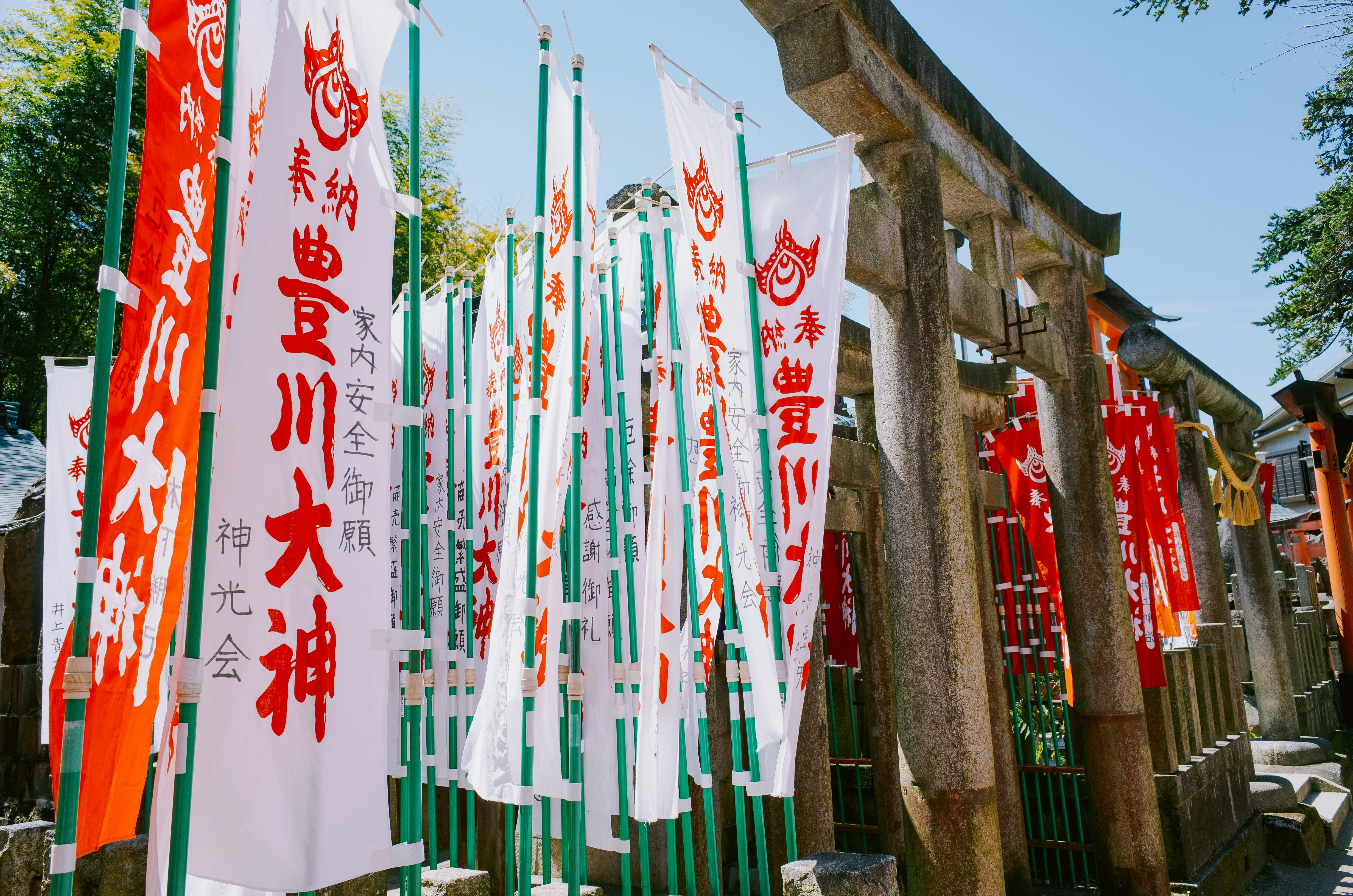Whispers of Tradition: The Torii Gate and its Colorful Banners