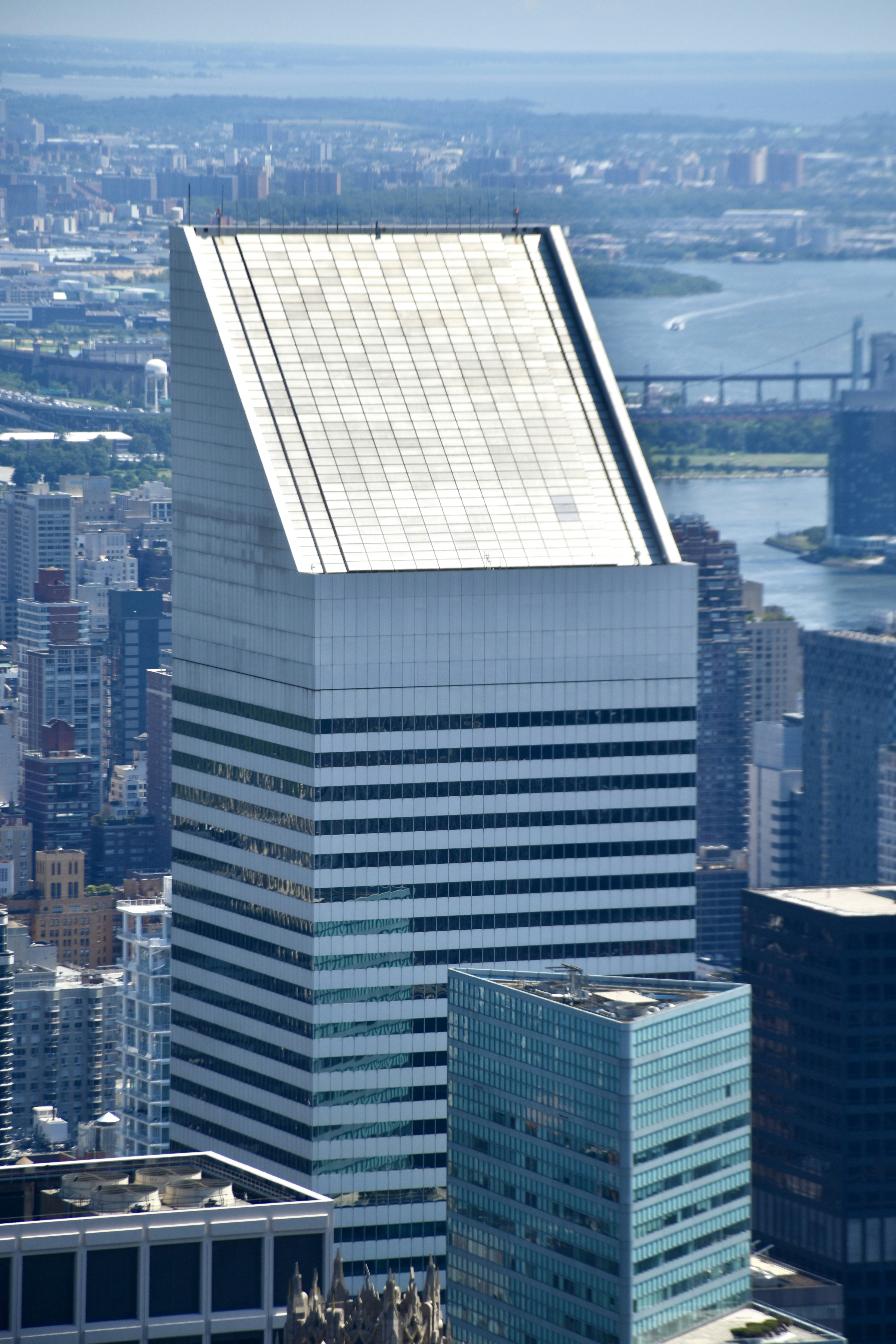 Citigroup Center Building NYC of 1977 | Modern skyscraper with angled roof overlooking city
