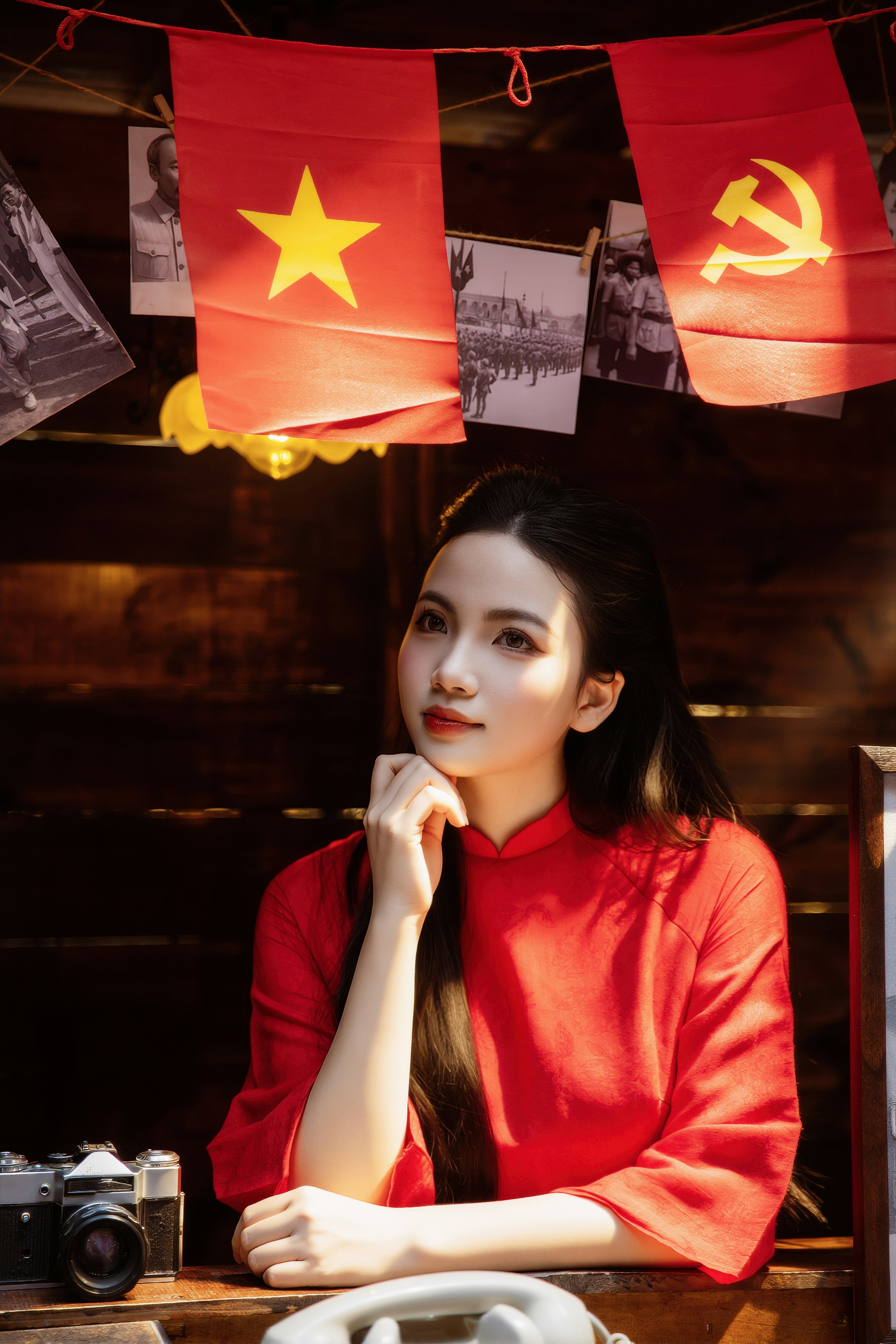 Reflections of Heritage: A Modern Muse in Traditional Attire