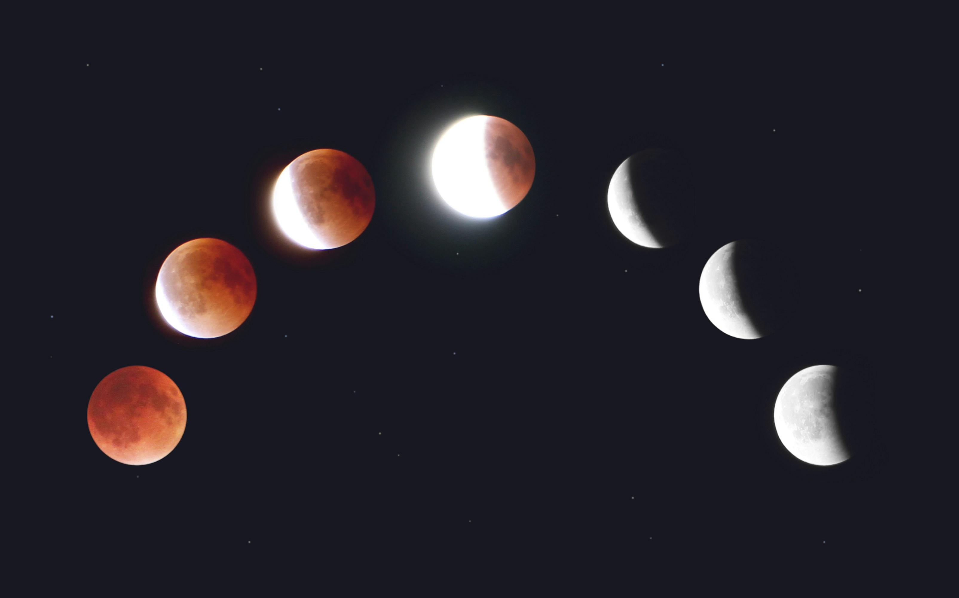 Phases of a lunar eclipse against a starry night sky photo – Free Moon ...