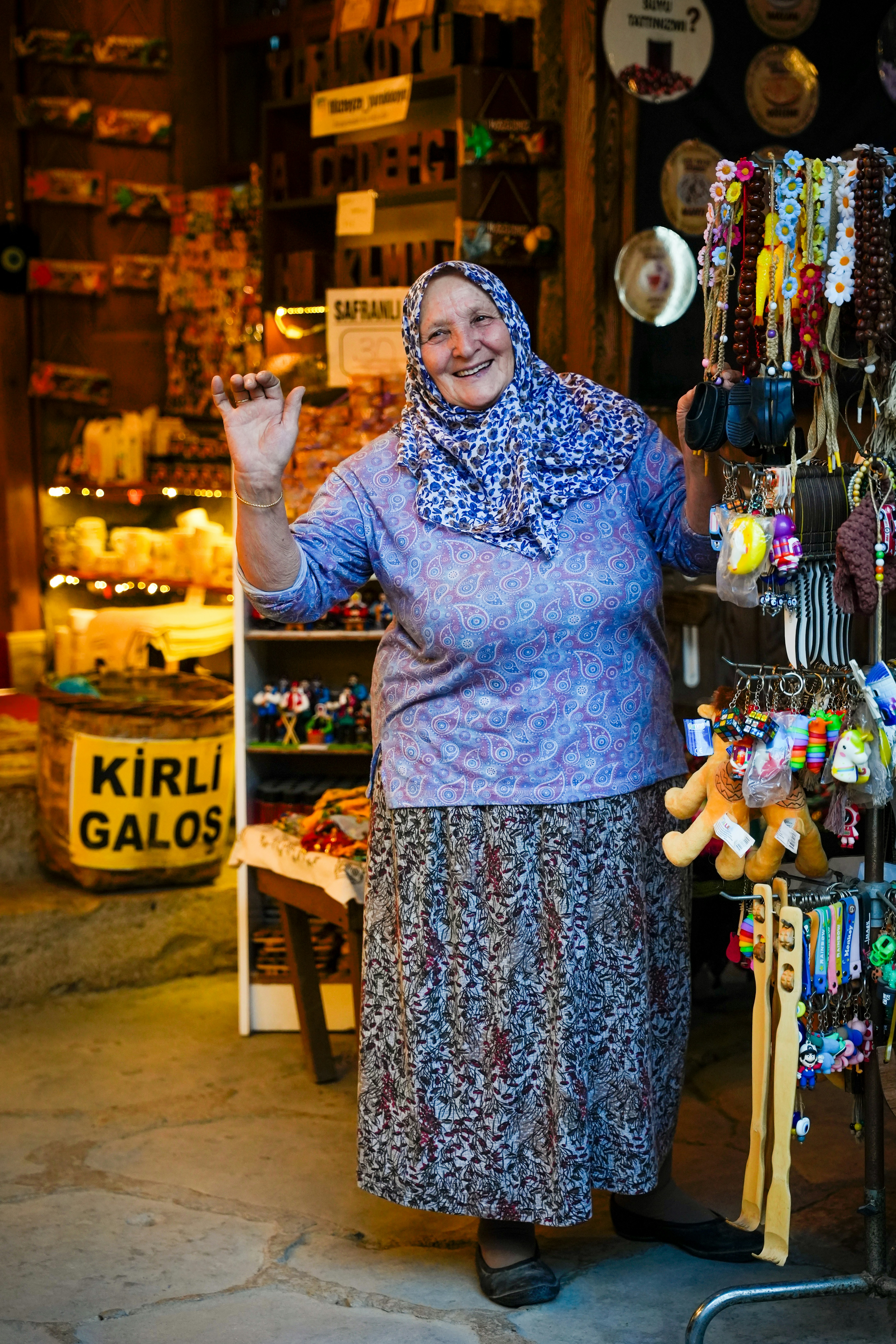 Warm Greeting at a Beaded Trinket Stall in the Bazaar